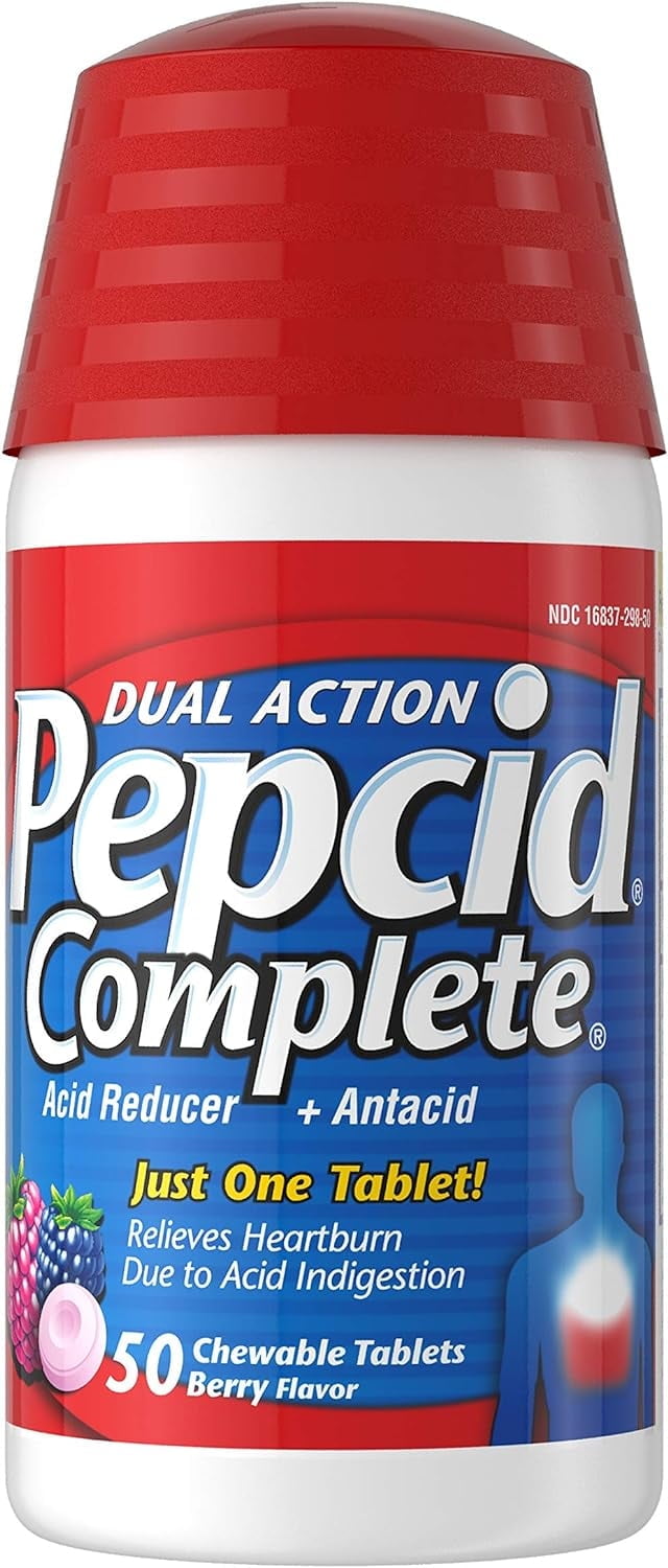 Pepcid Dual Action Complete 50 Chewable Tablets 10 mg- Berry Flavor ...
