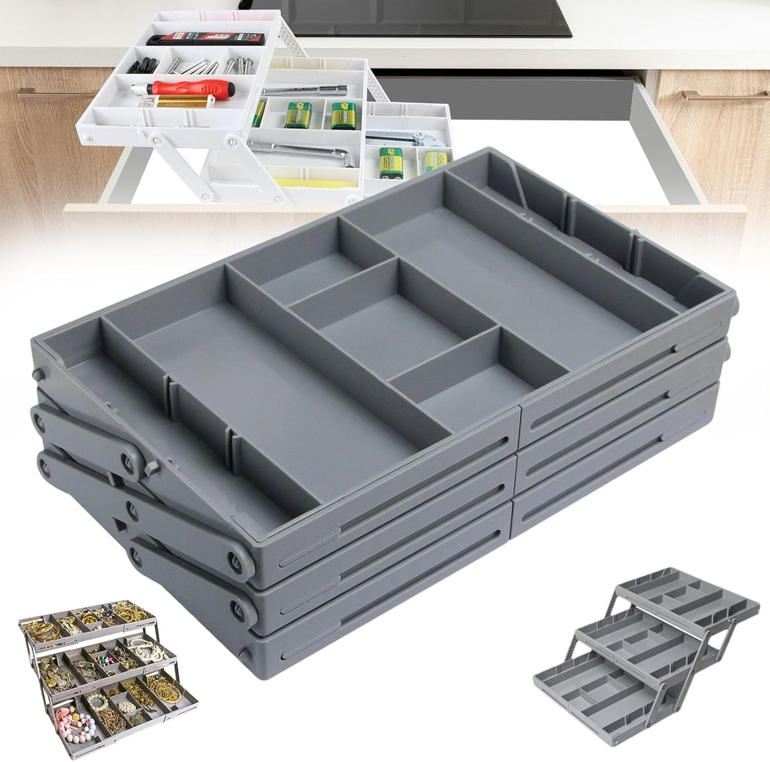 Pepepo Multi-Level Smart Drawer Organizer, Expandable Smart Drawer ...