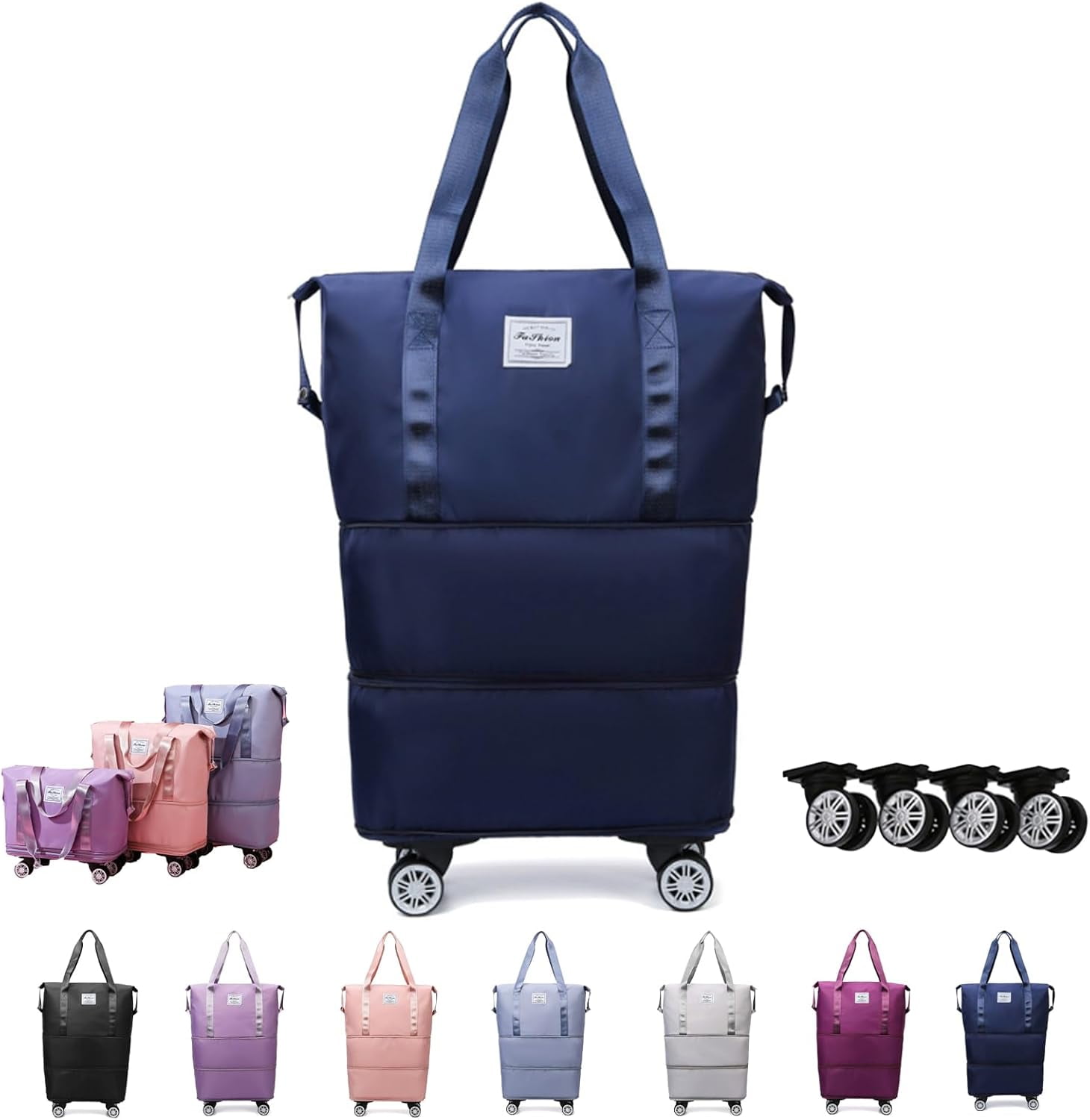 Pepepo Travel Bag with Wheels, 36/55L Klarson Expandable Bag with ...