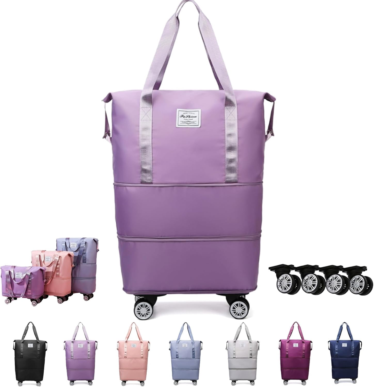 Pepepo Travel Bag with Wheels, 36/55L Klarson Expandable Bag with ...
