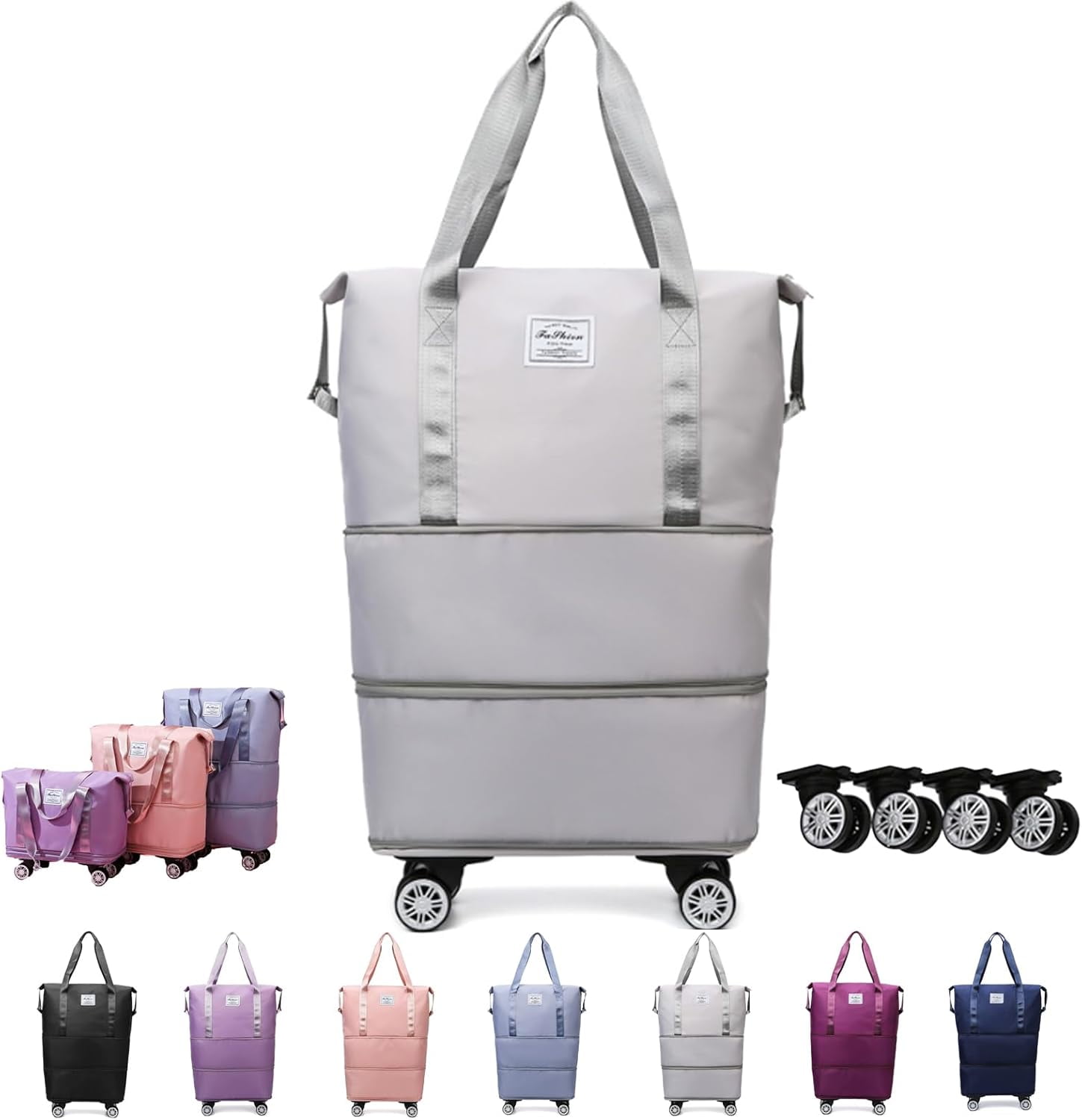 Pepepo Travel Bag with Wheels, 36/55L Klarson Expandable Bag with ...