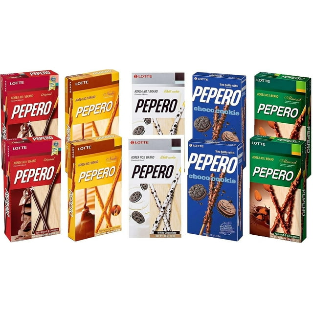 Pepero Chocolate & Biscuit 5 Flavor Variety Pack (Pack of 10) - Walmart.com