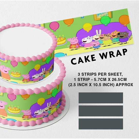Pepha Pig Strips Edible Icing Printed Cake Wrap Strips Topper Ribbon ...