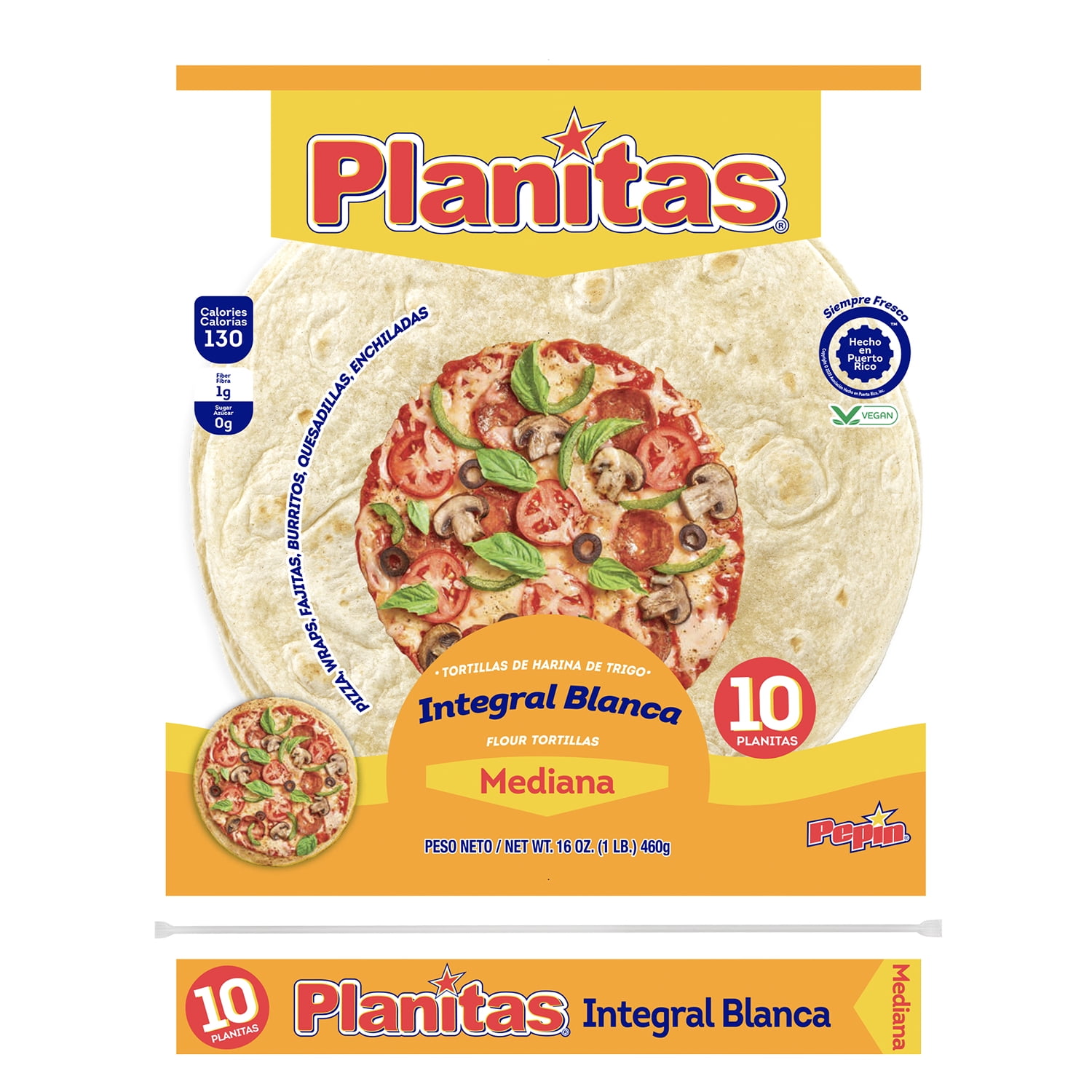 Planitas, White Whole Wheat, Medium Tortillas, 16 oz, 10 Count, Shelf ...
