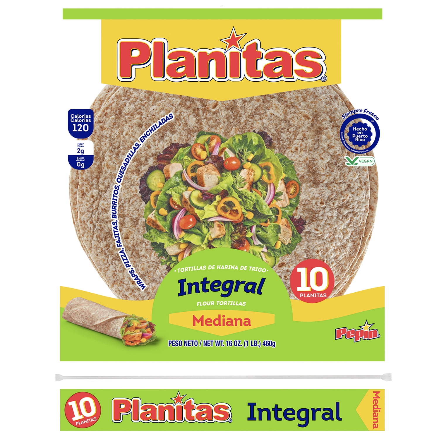 Pepin, Planitas Whole Wheat, Medium Tortillas, 16 oz, 10 Count, Shelf ...