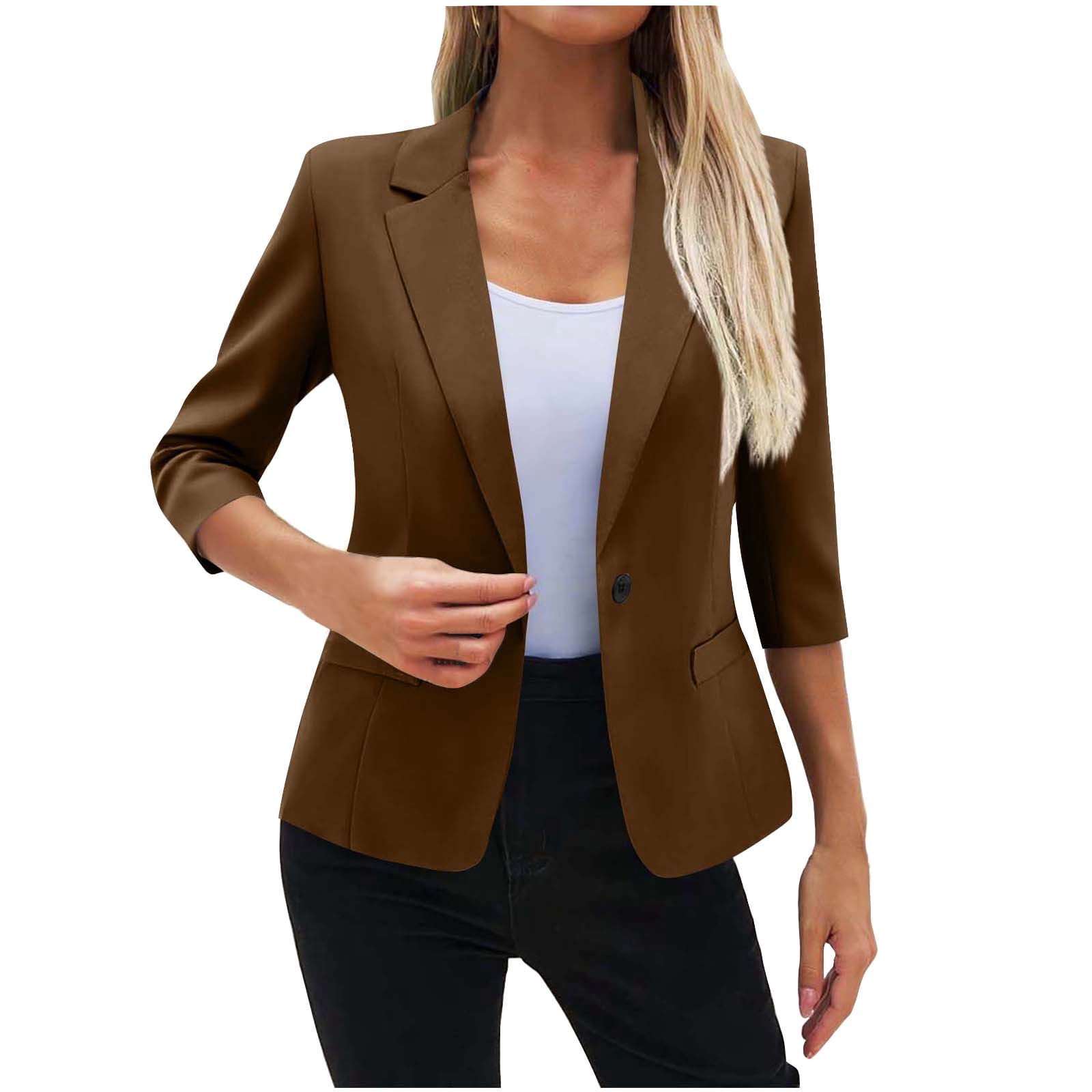 Peplum Blazer Women Business - 3/4 Sleeve Lapel Slim Fit Work Jacket ...