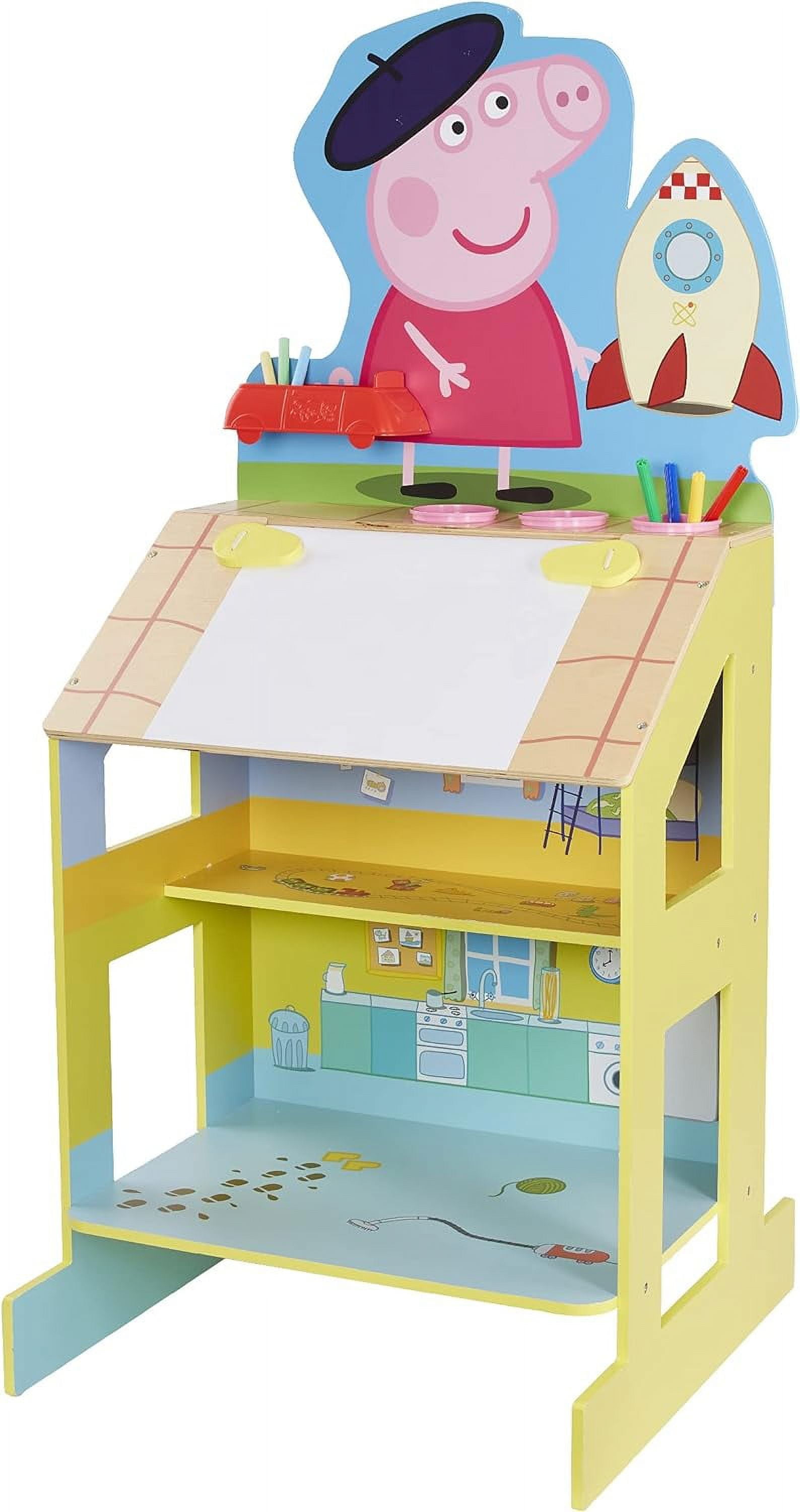 Peppa Pig 42" Tall Wooden Play Easel Chalkboard Fun Drawing 2-Story ...