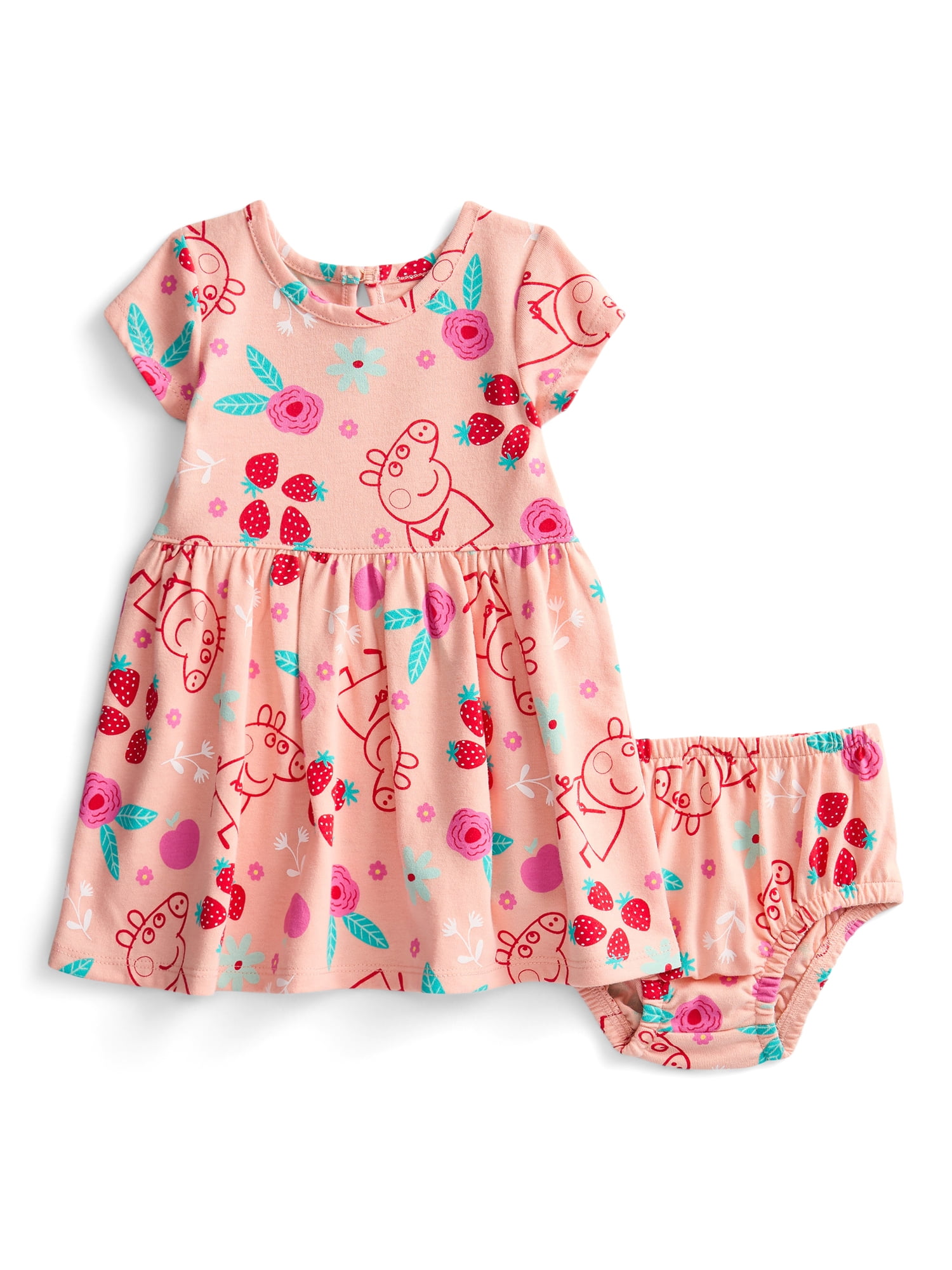 Peppa Pig Baby Girl Print Dress and Matching Diaper Cover Set, 2-Piece ...