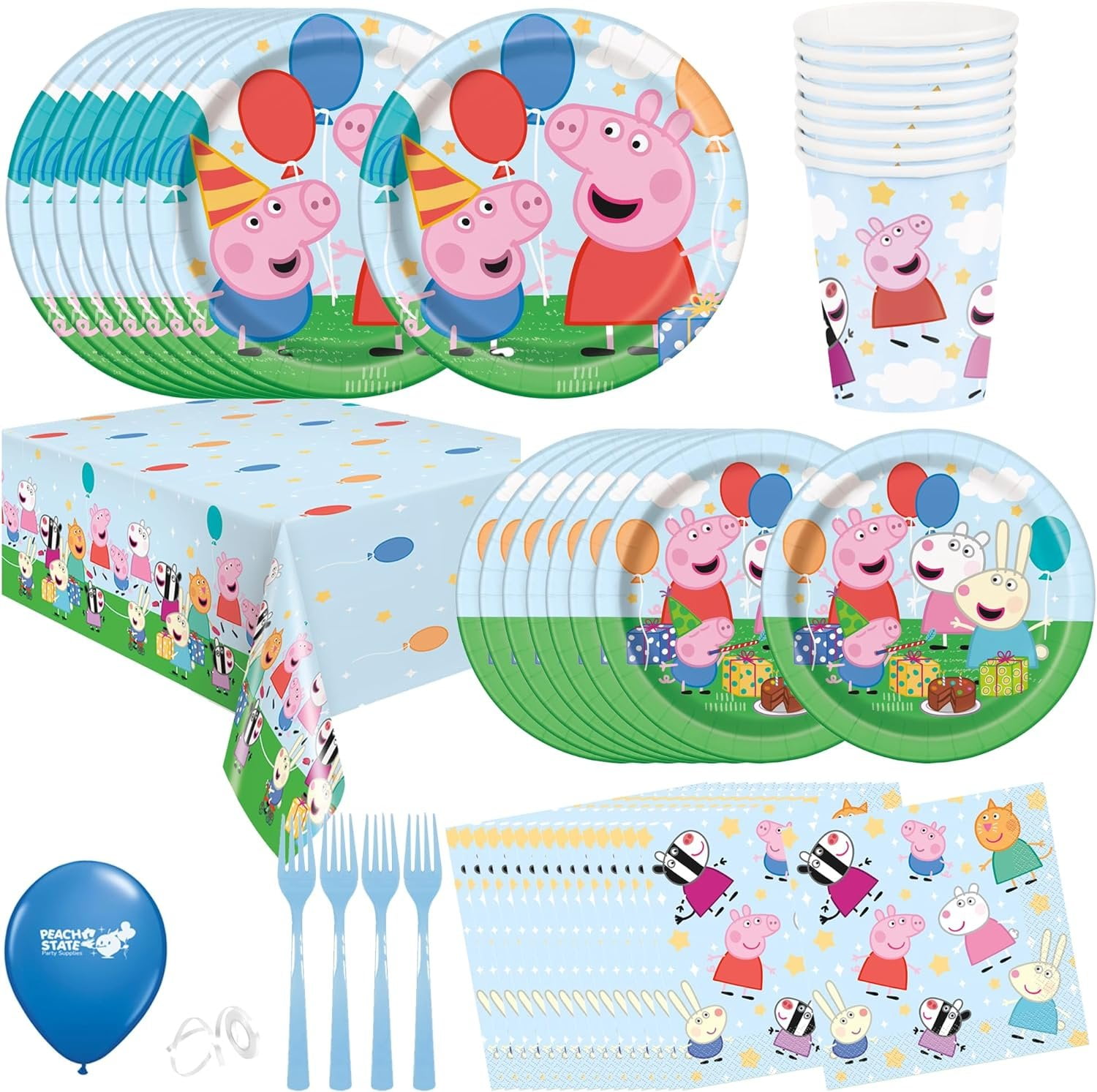 Peppa Pig Birthday Party Supplies Bundle | Peppa Pig Party Tableware ...