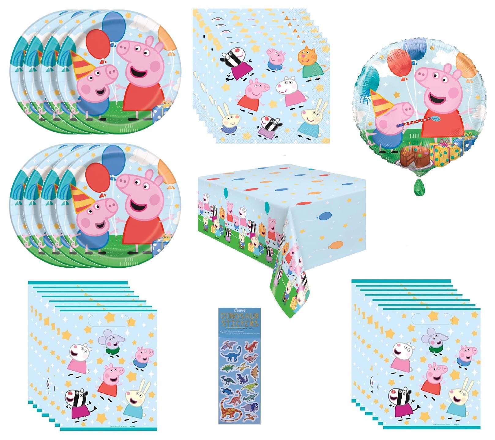 Peppa Pig Birthday Party Supplies Bundle includes 16 Plates 9", 16 ...