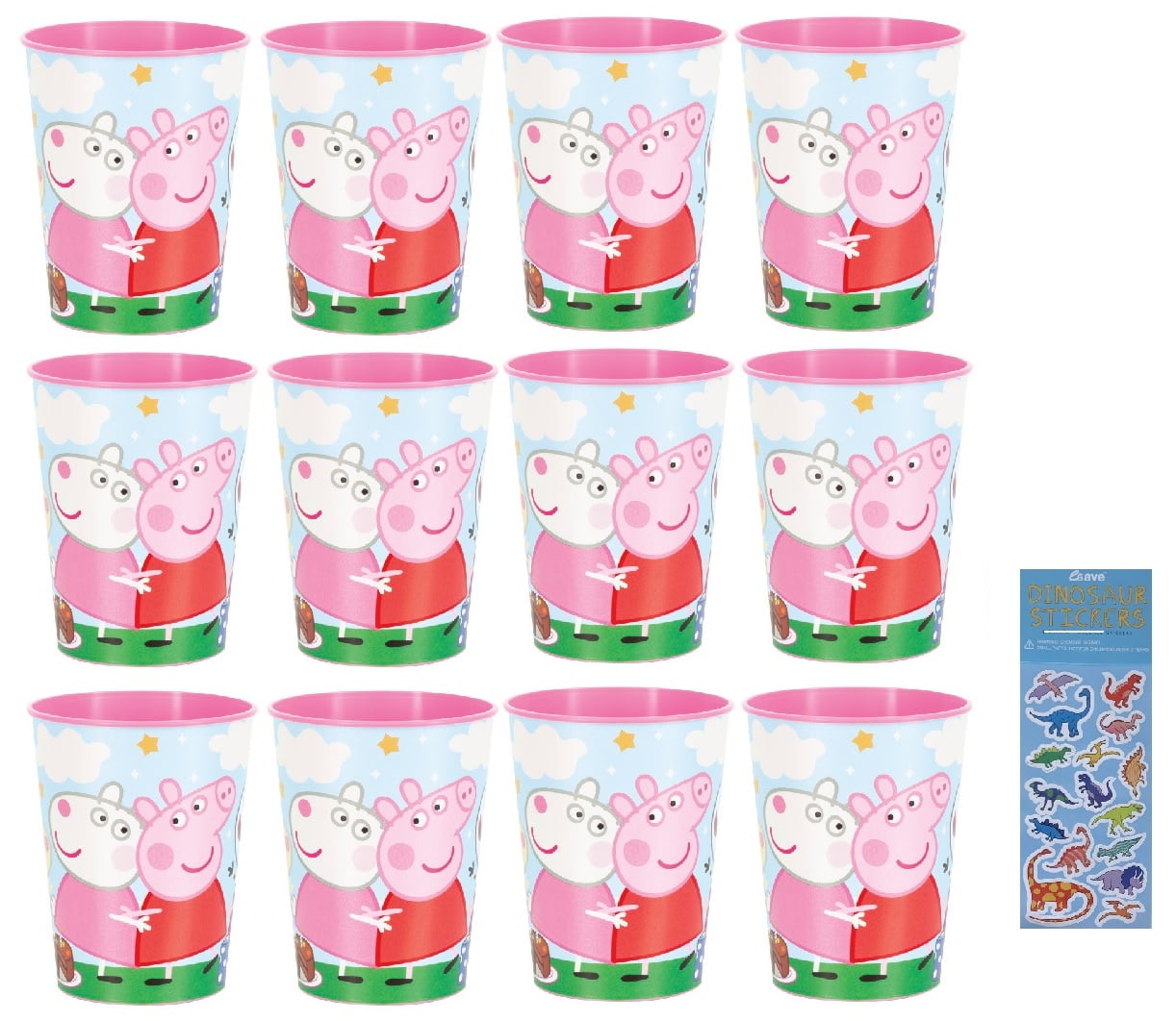 Peppa Pig Birthday Party Supplies Favor Bundle Pack includes 12 Plastic ...