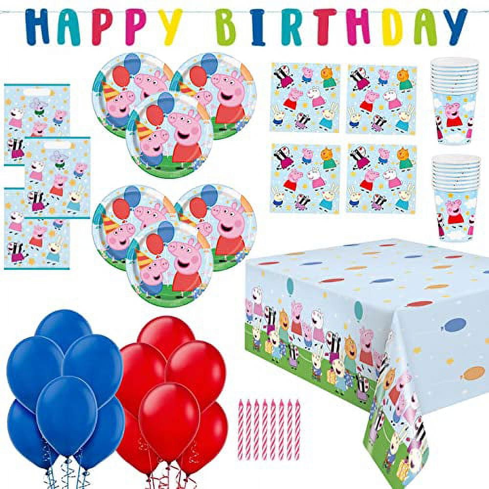 Peppa Pig Birthday Party Supplies Pack for 16: Happy Birthday Banner ...