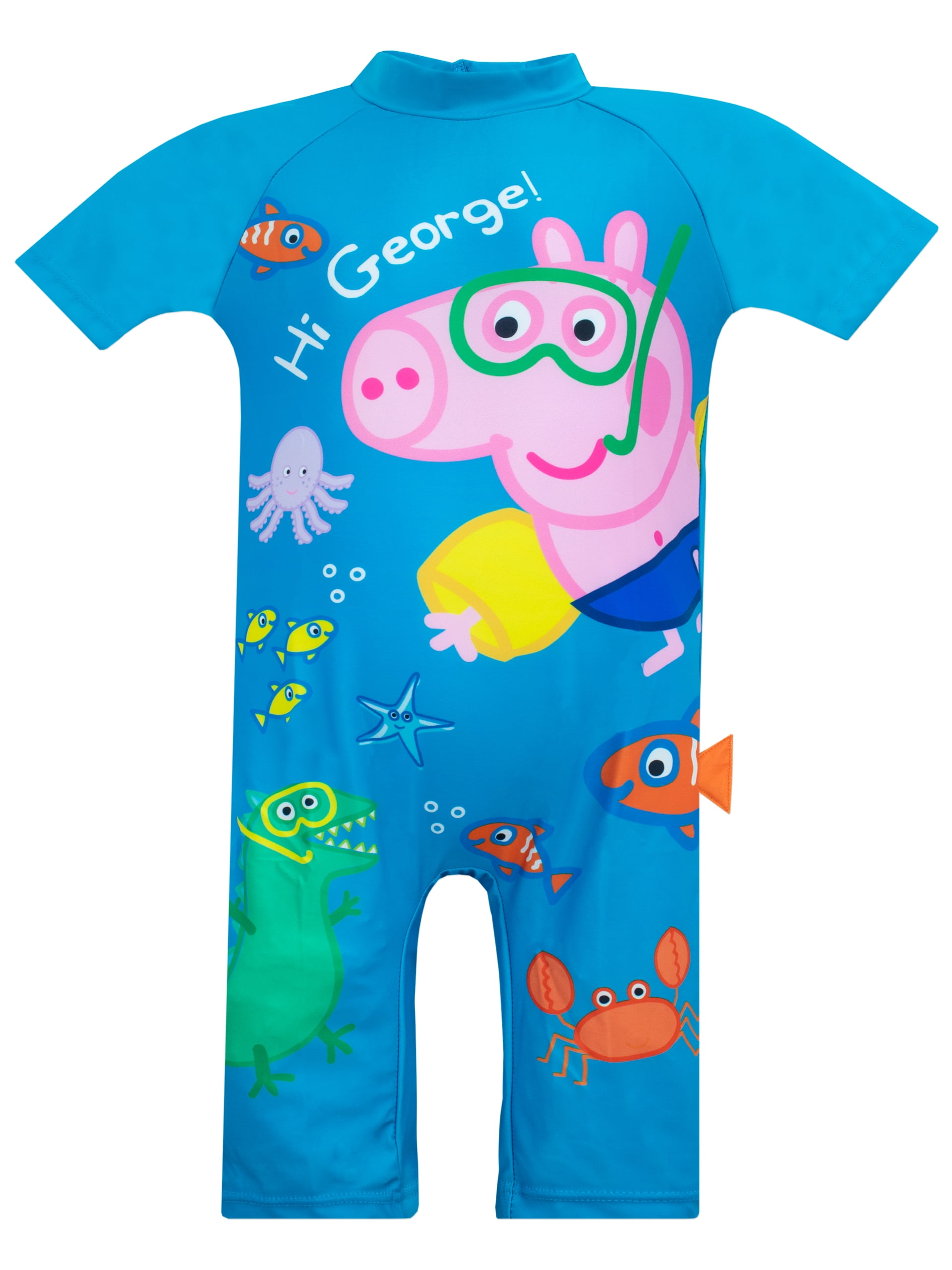 Peppa Pig Boys George Pig Surfsuit, Blue Swimsuit with Dinosaur ...