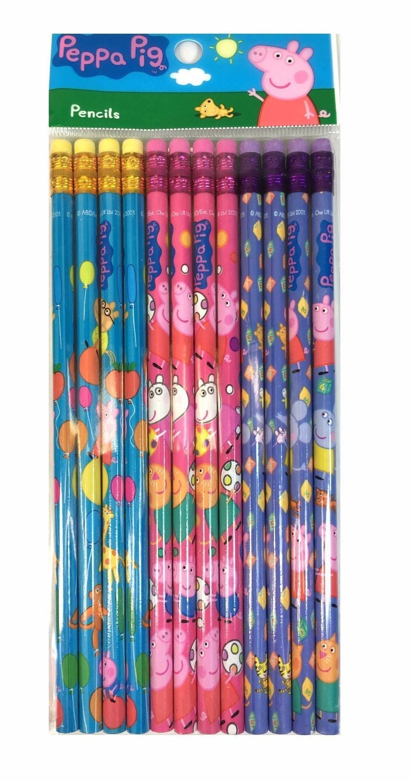 Peppa Pig Character Authentic Licensed 24 Wood Pencils Pack - Walmart.com