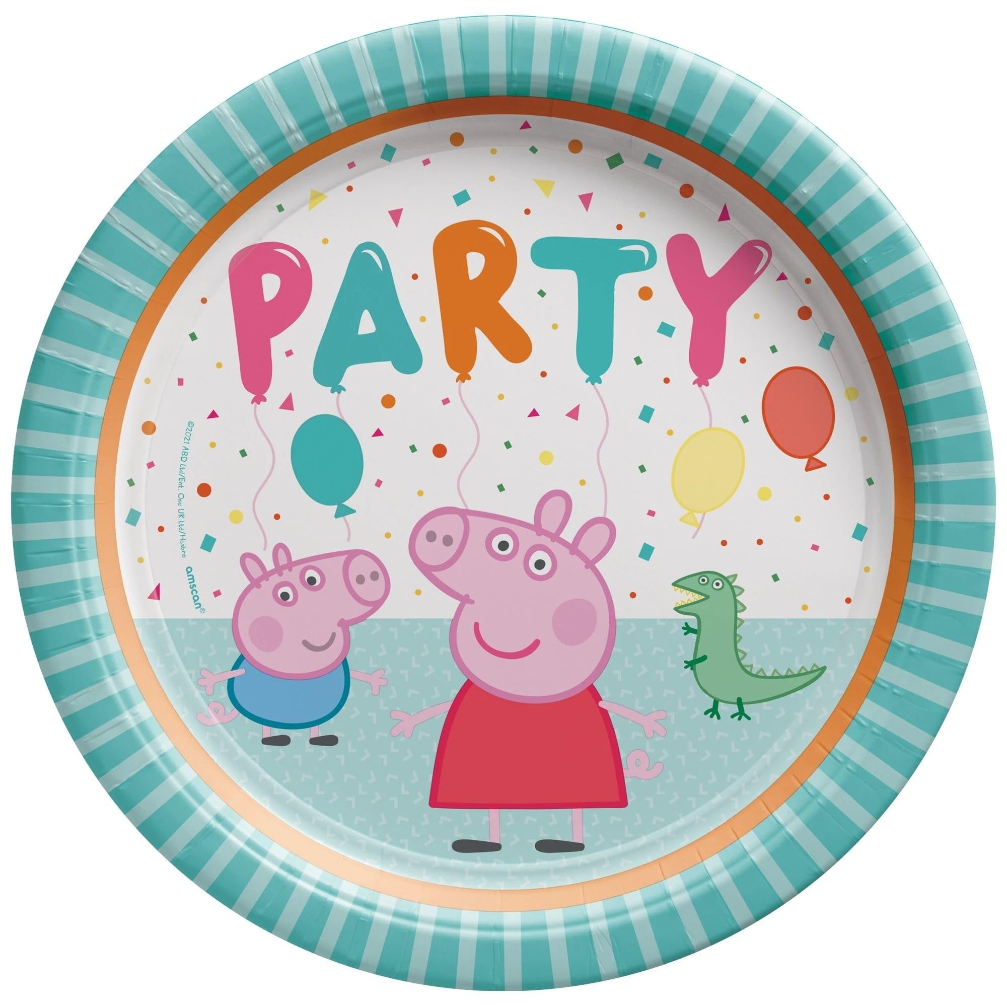 Amscan Peppa Pig Confetti Round Paper Plates, 9 Inch, Multicolor, Pack ...