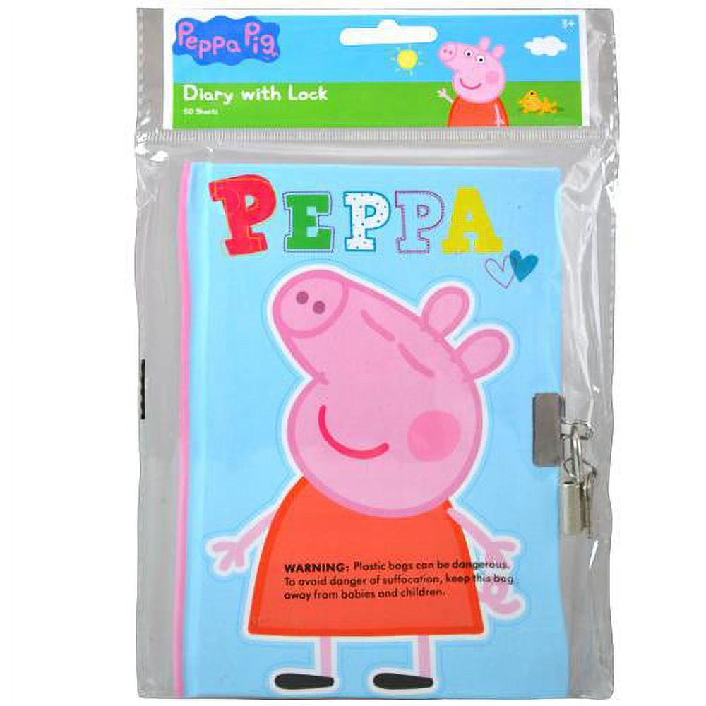Peppa Pig Diary 50 Sheets Diary w/lock in Polybag with Header - Walmart.com