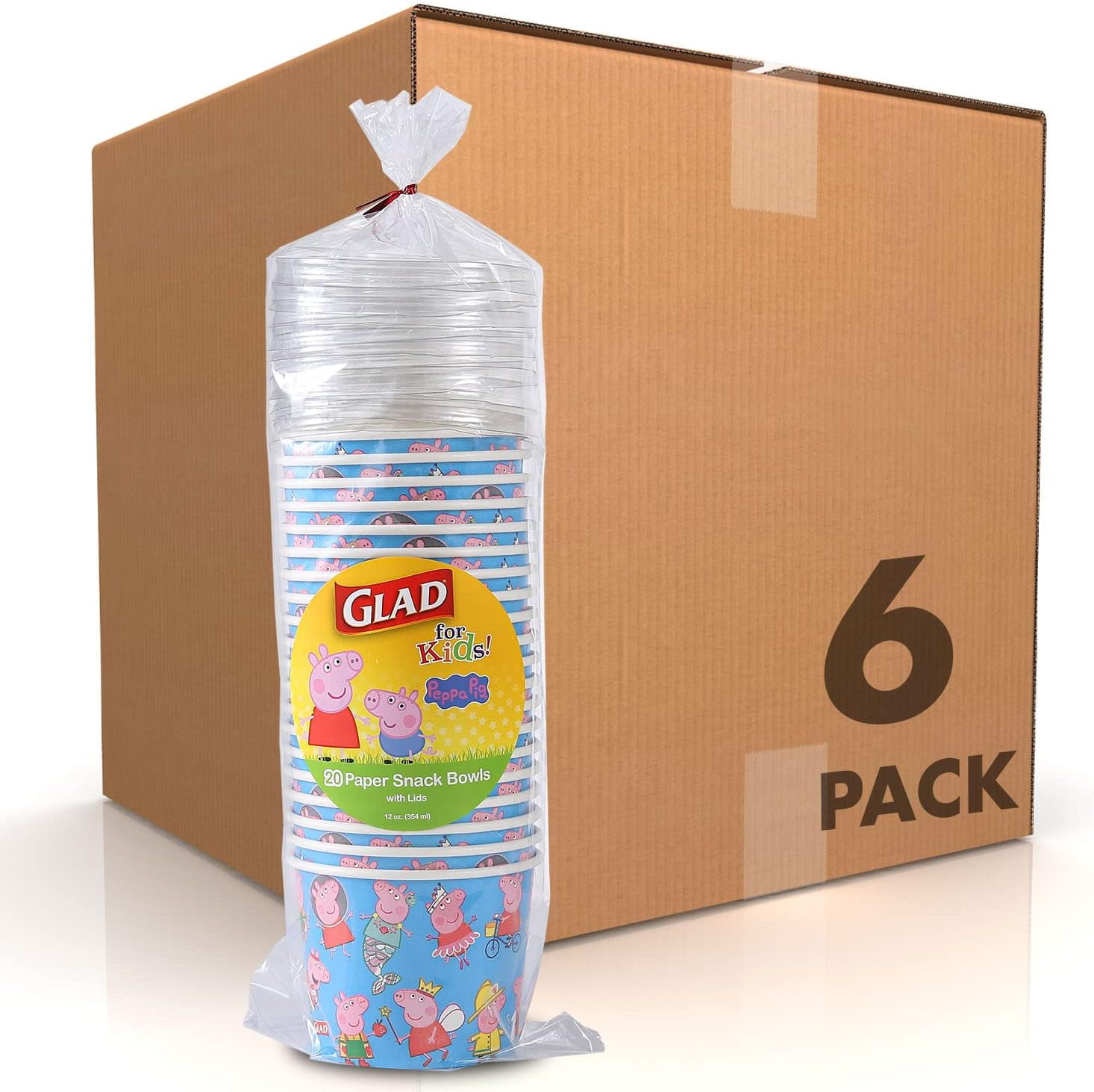 Peppa Pig Friends Paper Snack Bowls with Lids, 120 Ct | 12 Oz ...