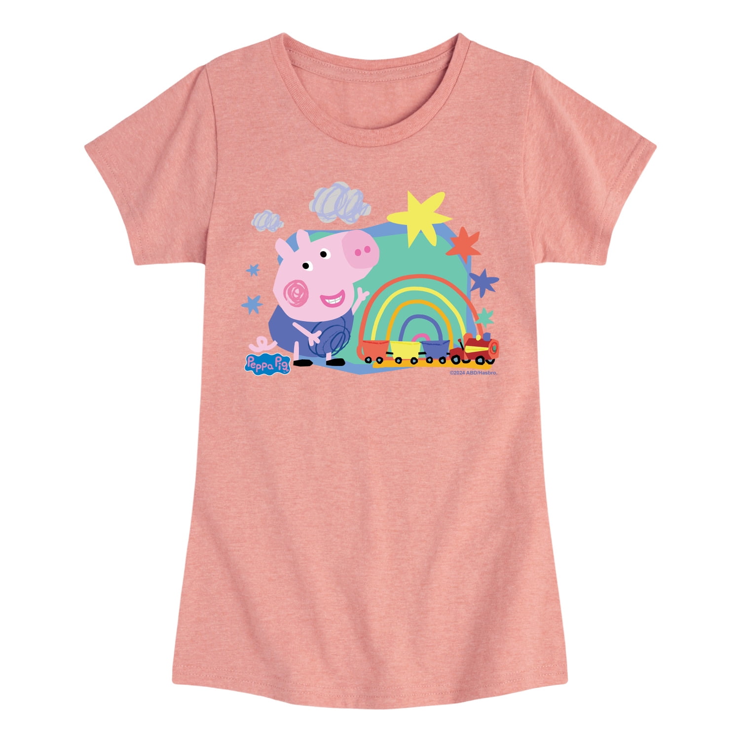 Peppa Pig - George Train - Girls Toddler And Youth Fitted Short Sleeve ...