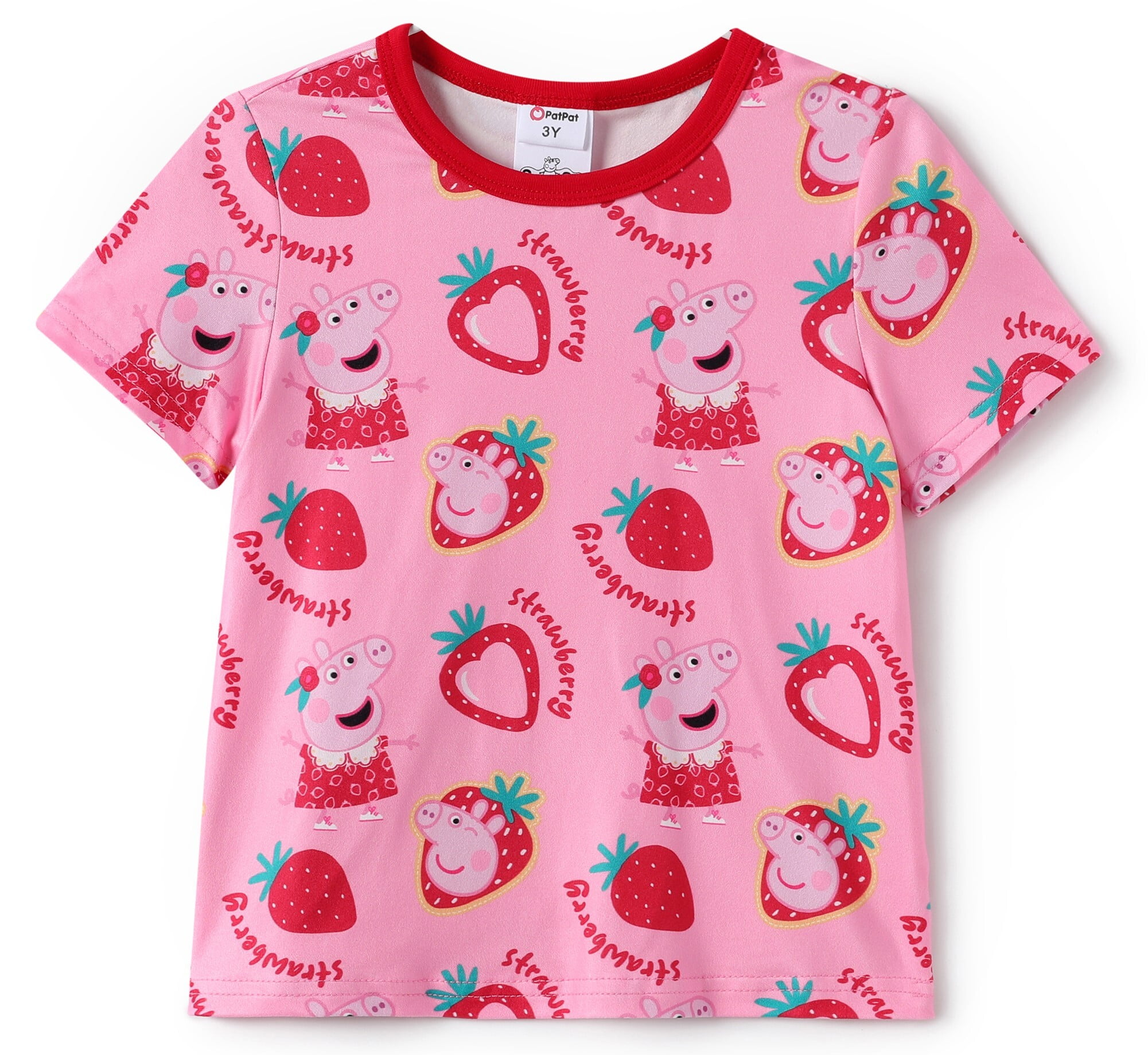 Peppa Pig Girls Graphic Tee All-over Print Strawberry Short Sleeve T ...