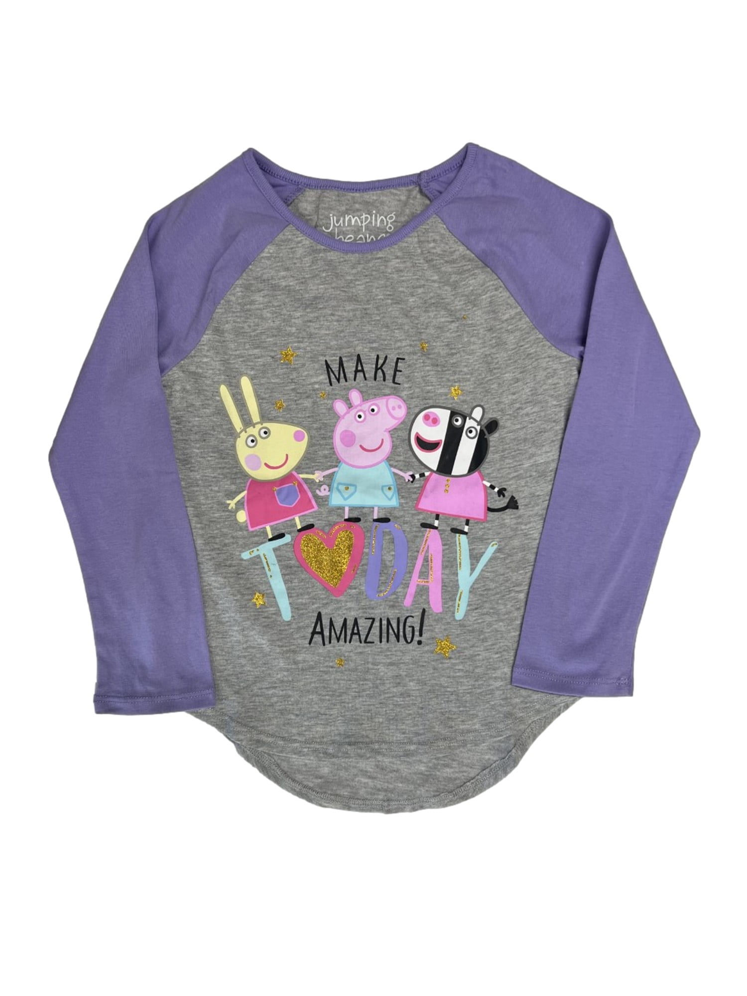 Peppa Pig Girls Gray Make Today Amazing Rabbit & Zebra T-Shirt Tee ...