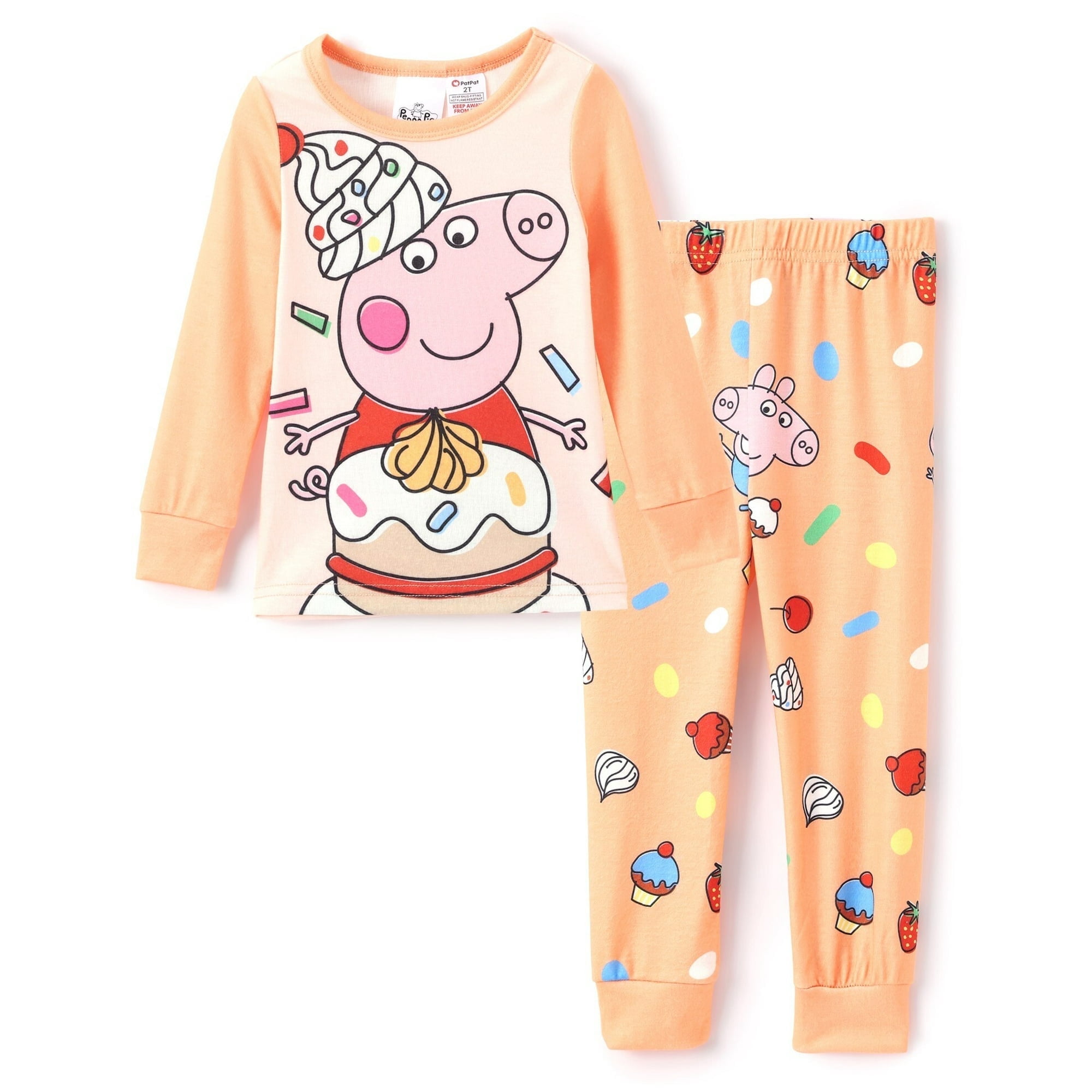 Peppa Pig Girls Pajamas Snug Fit Girls Graphic Top and Pants 2 Piece ...