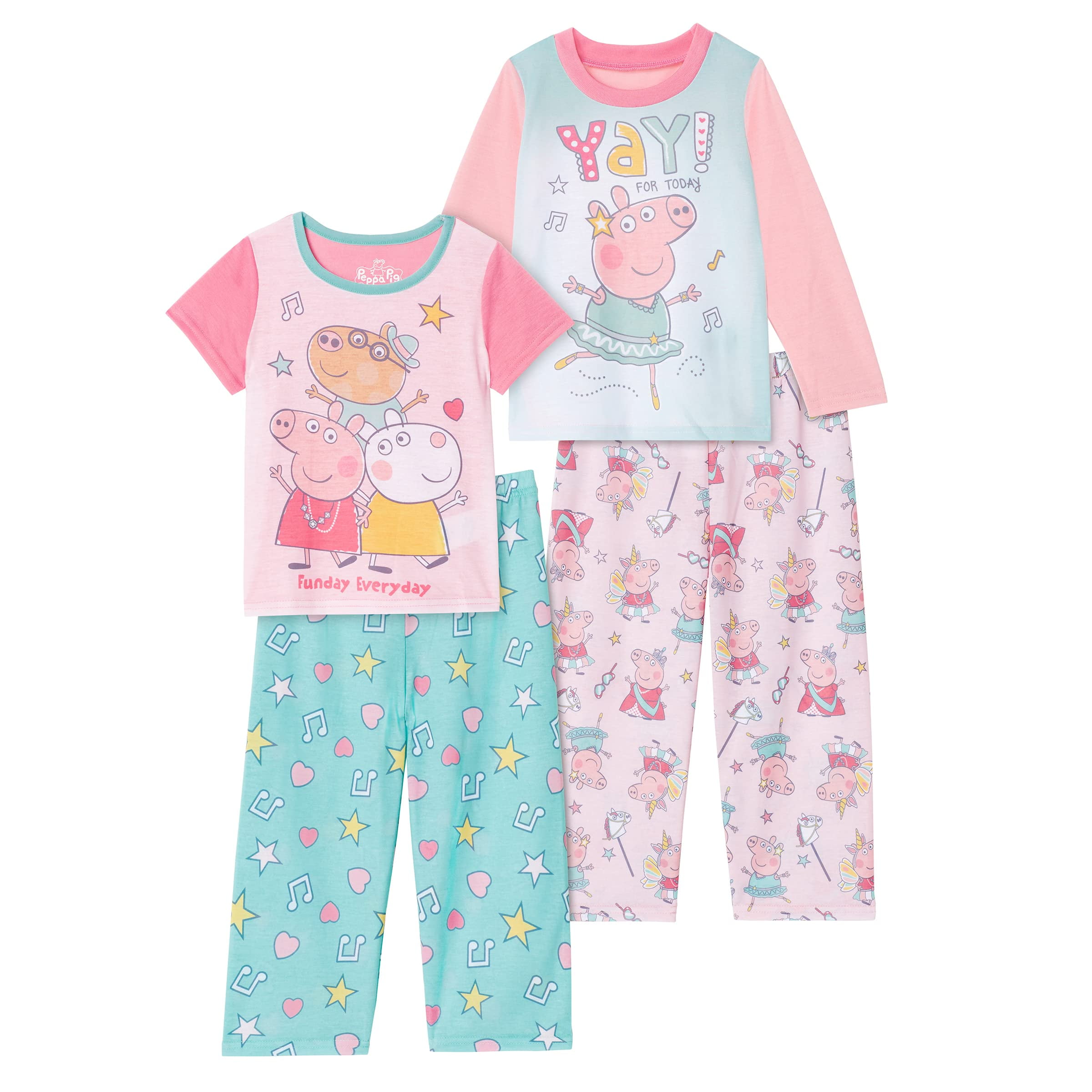 Peppa Pig Girls Pajamas for Toddler Kids | 4 Piece Sleepwear Sets for ...