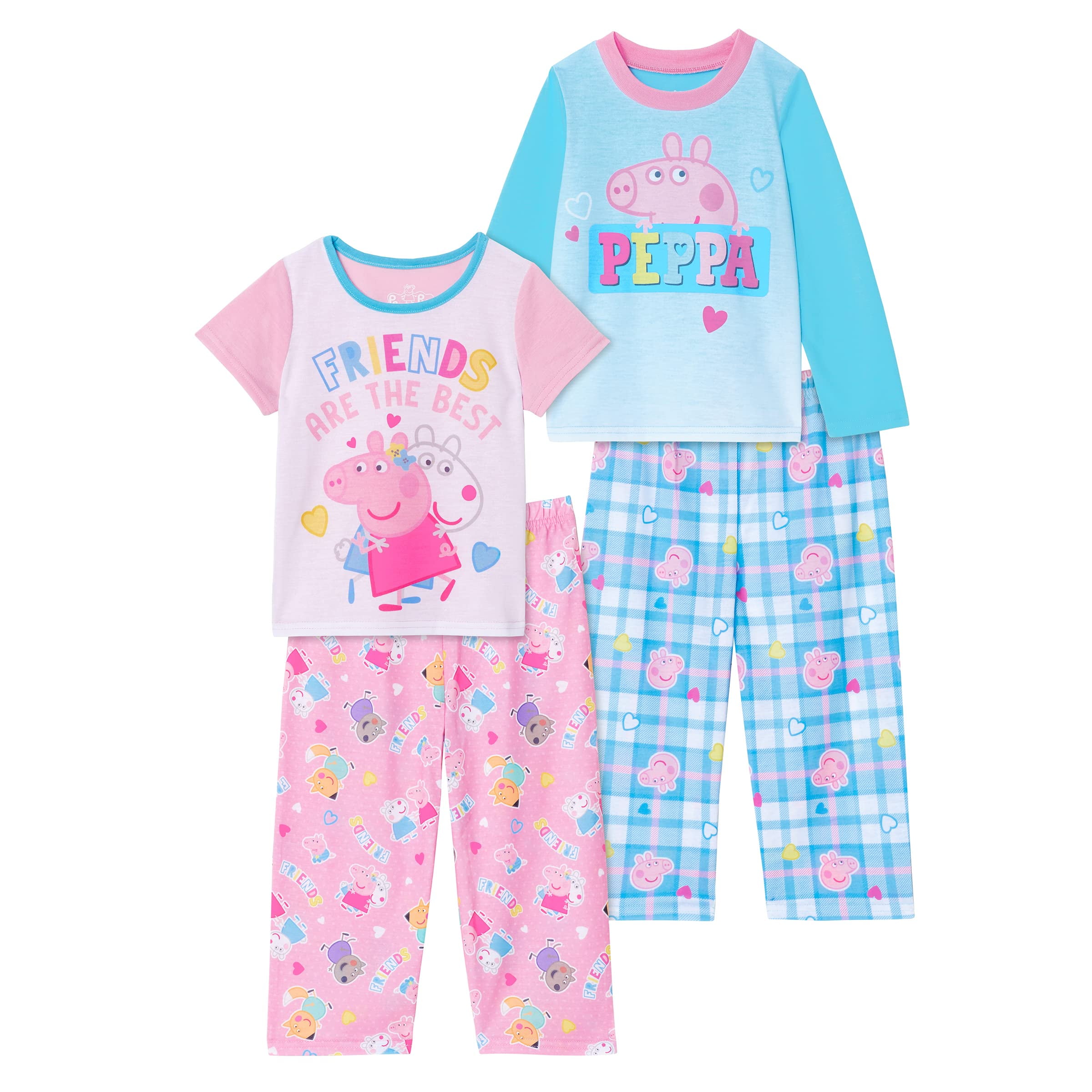 Peppa Pig Girls Pajamas for Toddler Kids | 4 Piece Sleepwear Sets for ...