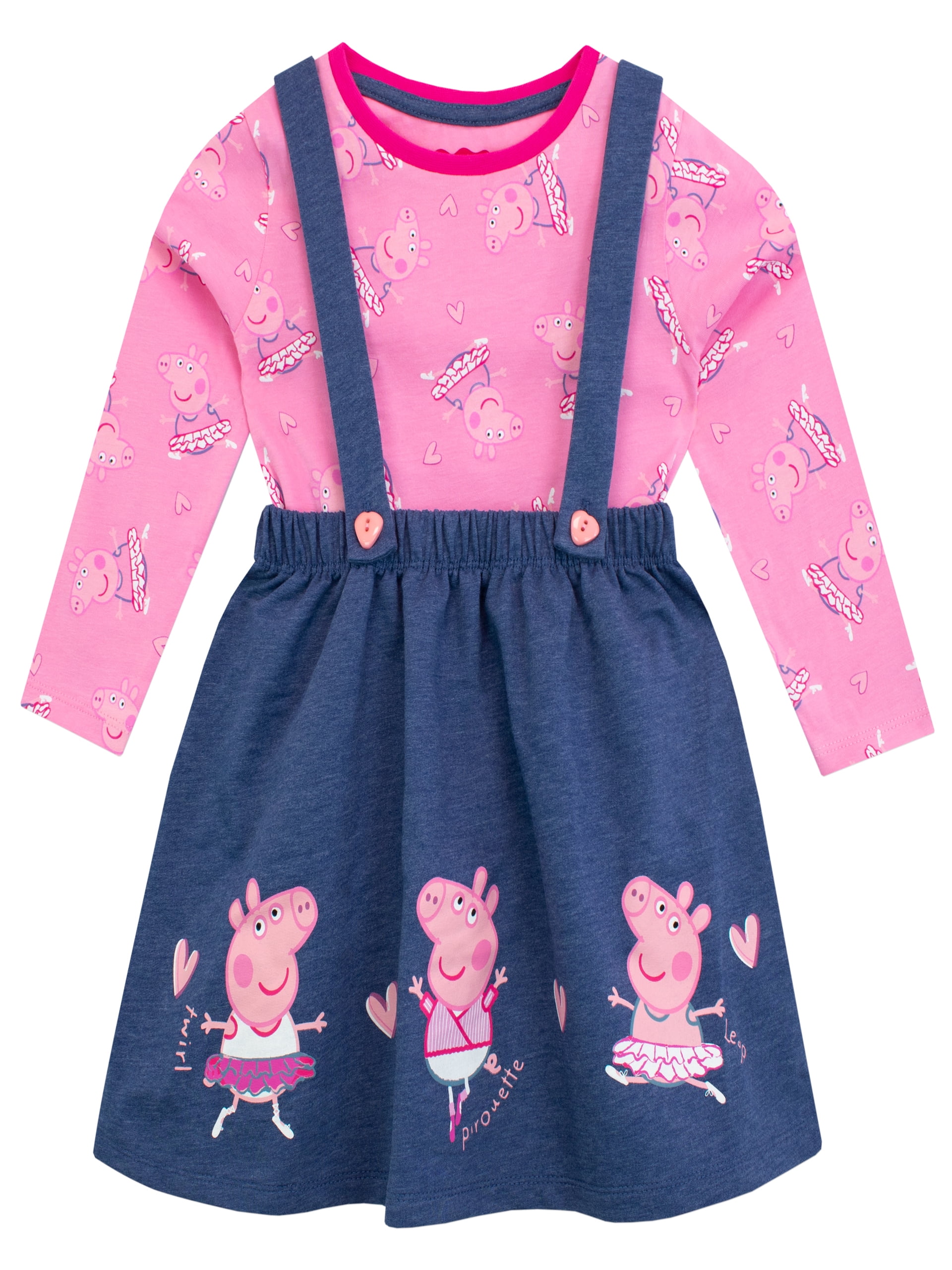 Peppa Pig Girls Pinafore Long Sleeve Dress Sizes 2T-8 - Walmart.com