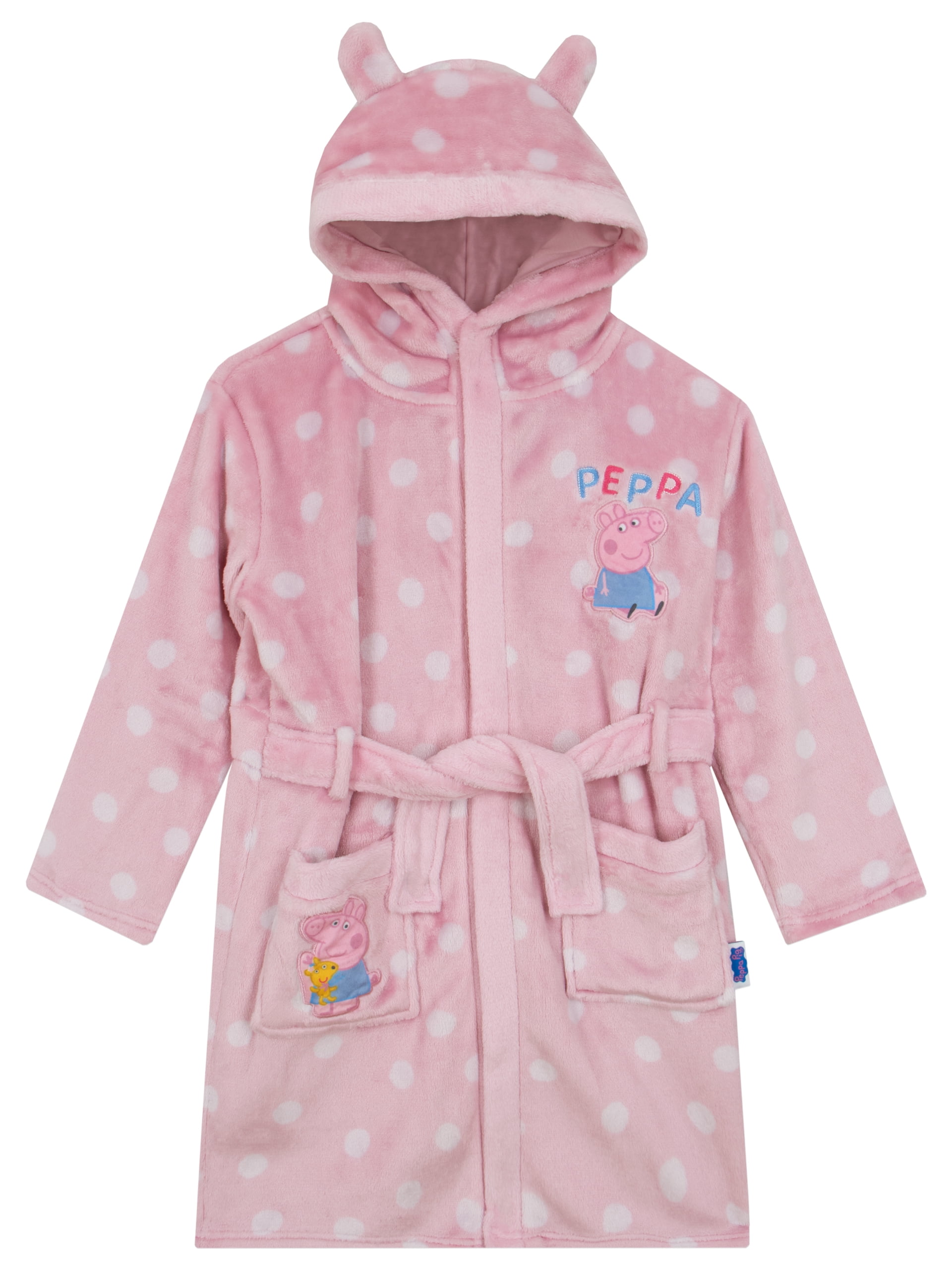 Peppa Pig Girls Pink Robe, Sizes 2T-8, Fleece Bathrobe, Cosy Nightwear ...