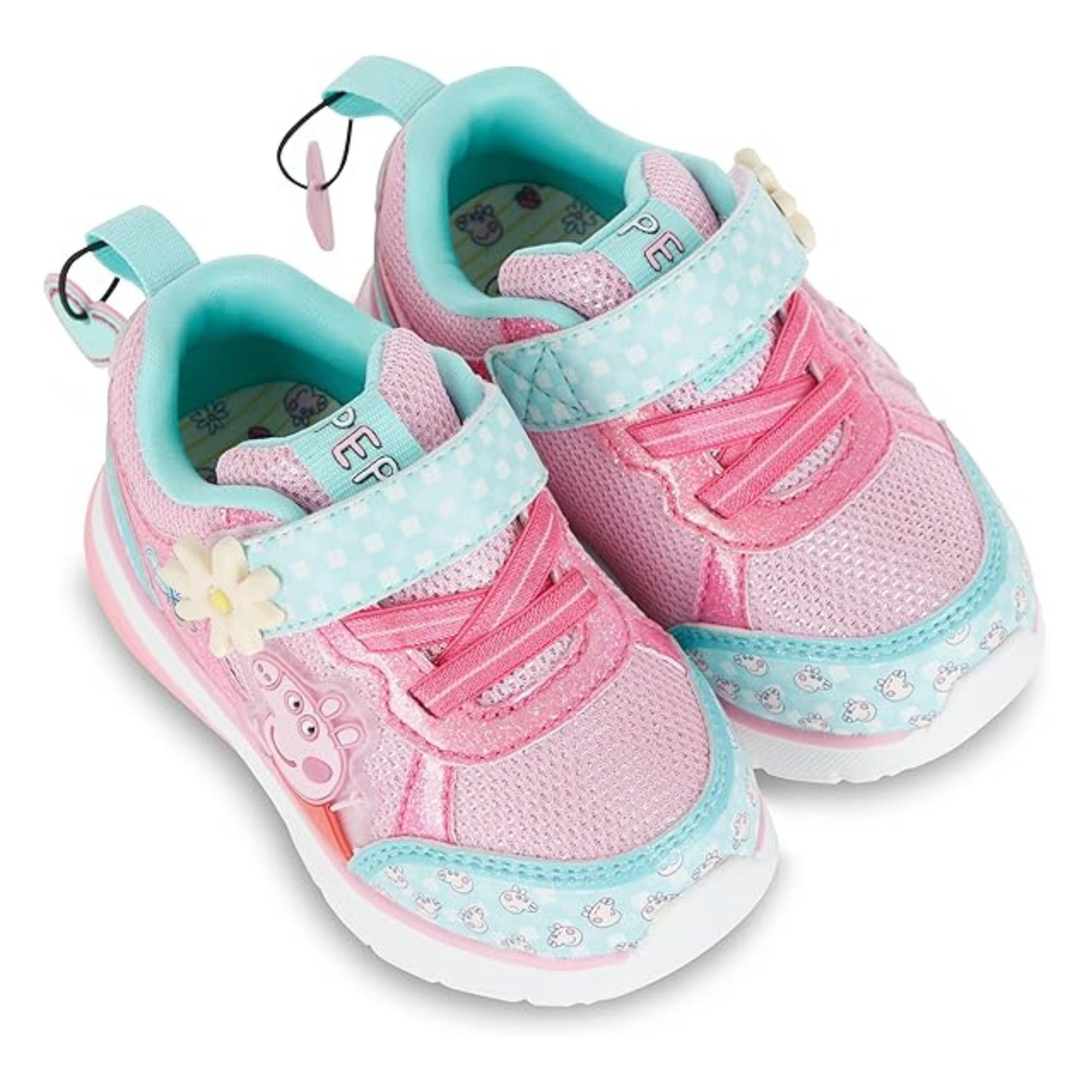 Peppa Pig Girls Sneakers, Classic Lace Up Low Top Rubber Shoes Light ...