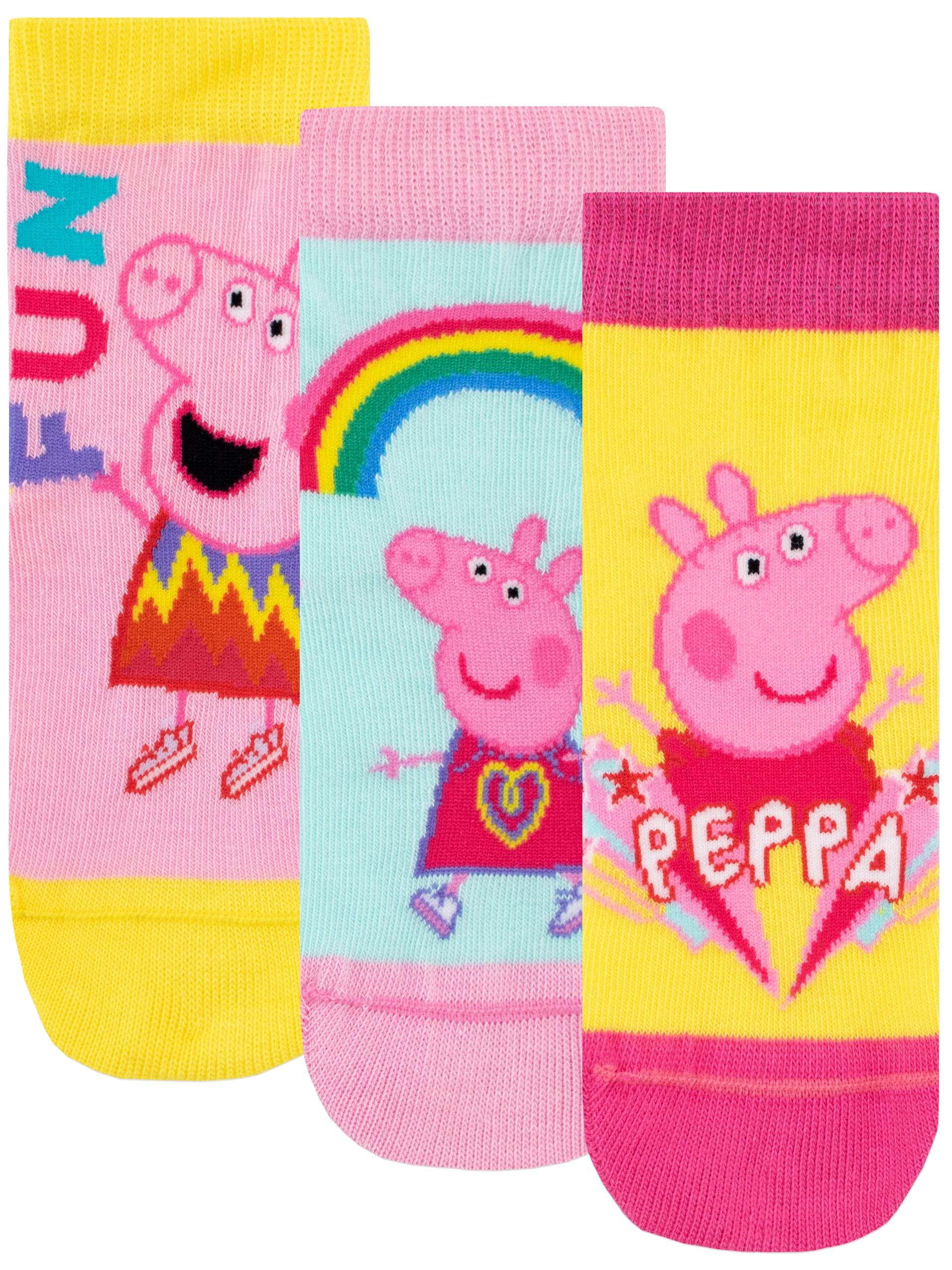 Peppa Pig Girls Socks 3 Pack Pink Sizes 1 - Adults 4 - Walmart.com