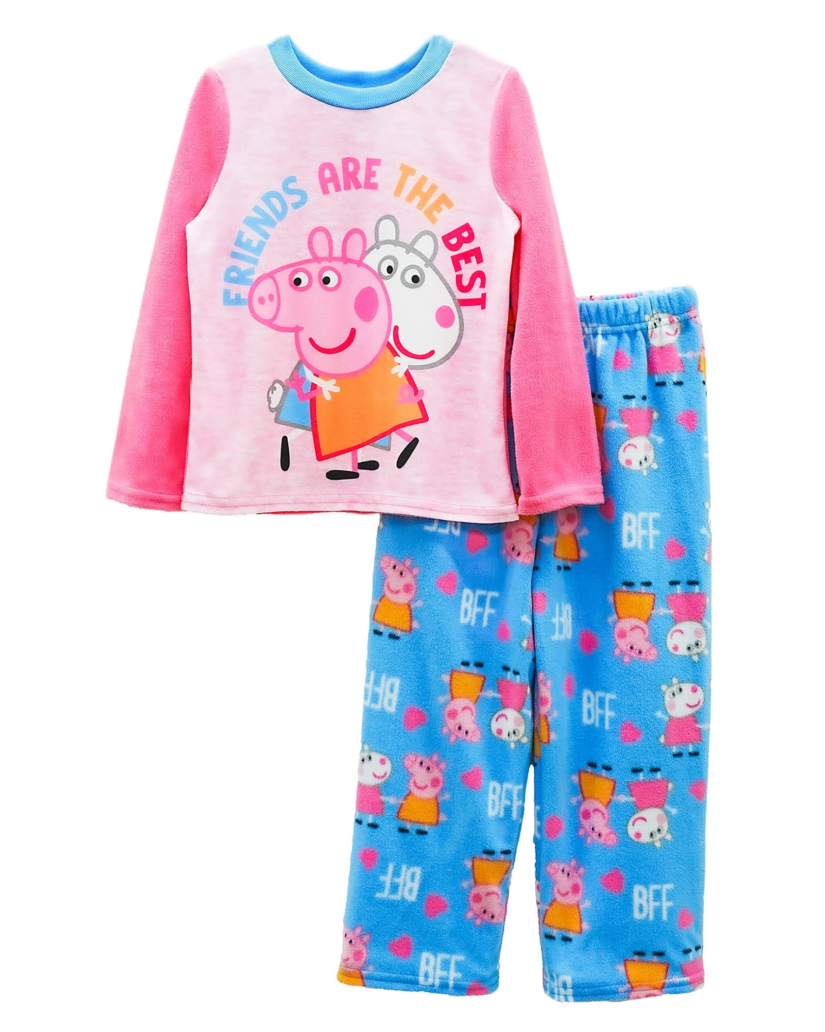 Peppa Pig Toddler Girls Fleece Pajama Set, Blue, Size: 4T, Kids Night ...