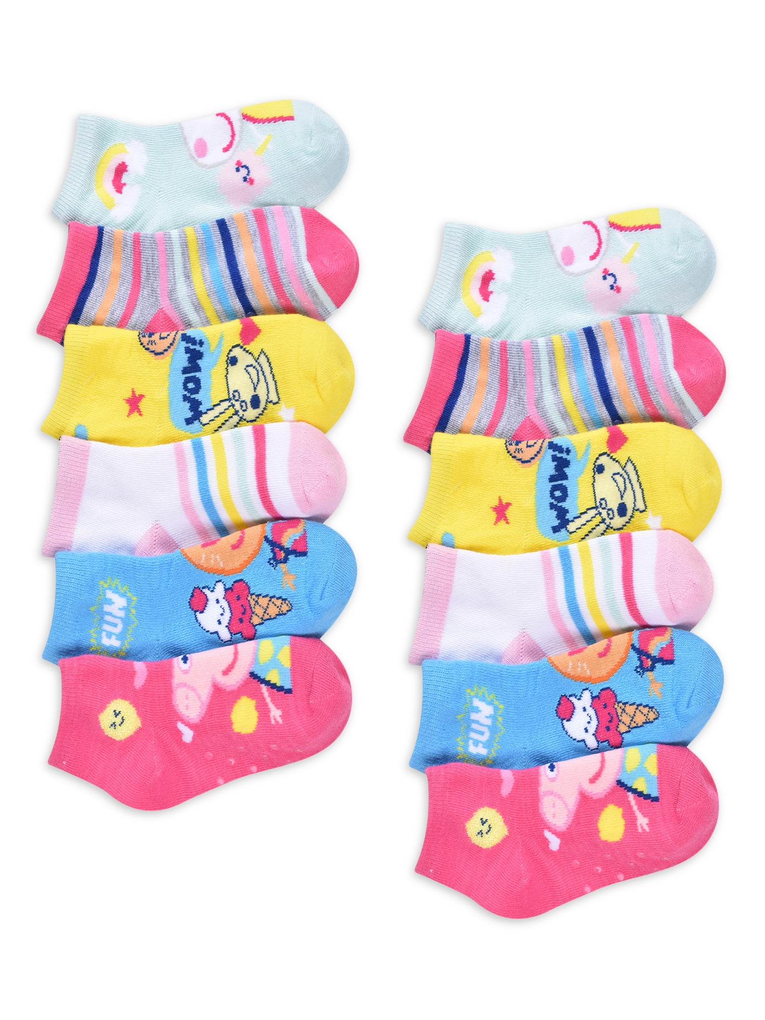 Peppa Pig Graphic Print Stripe No-Show Socks (Infant or Toddler) 12 ...