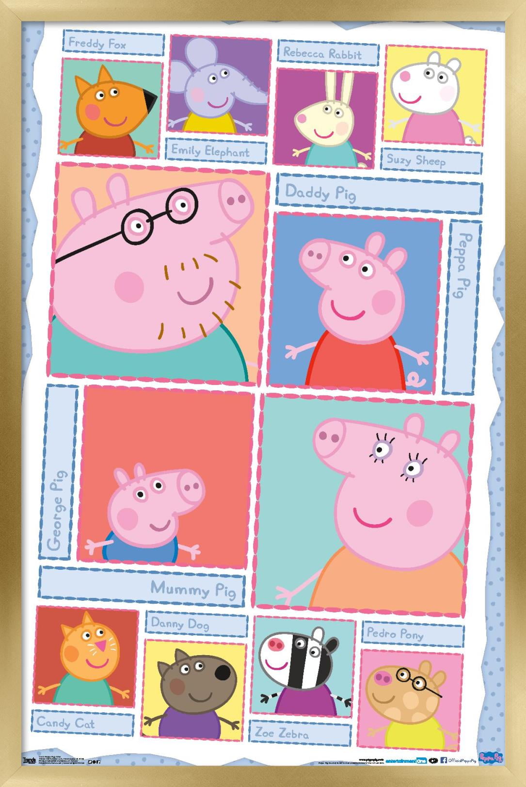 Peppa Pig - Grid Wall Poster, 22.375" x 34", Framed - Walmart.com