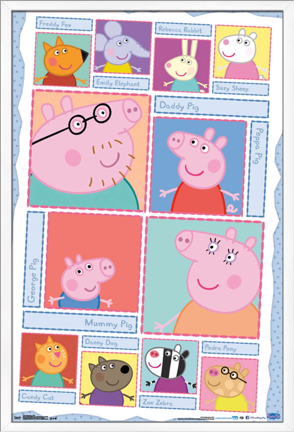 Peppa Pig - Grid Wall Poster, 22.375" x 34", Framed - Walmart.com