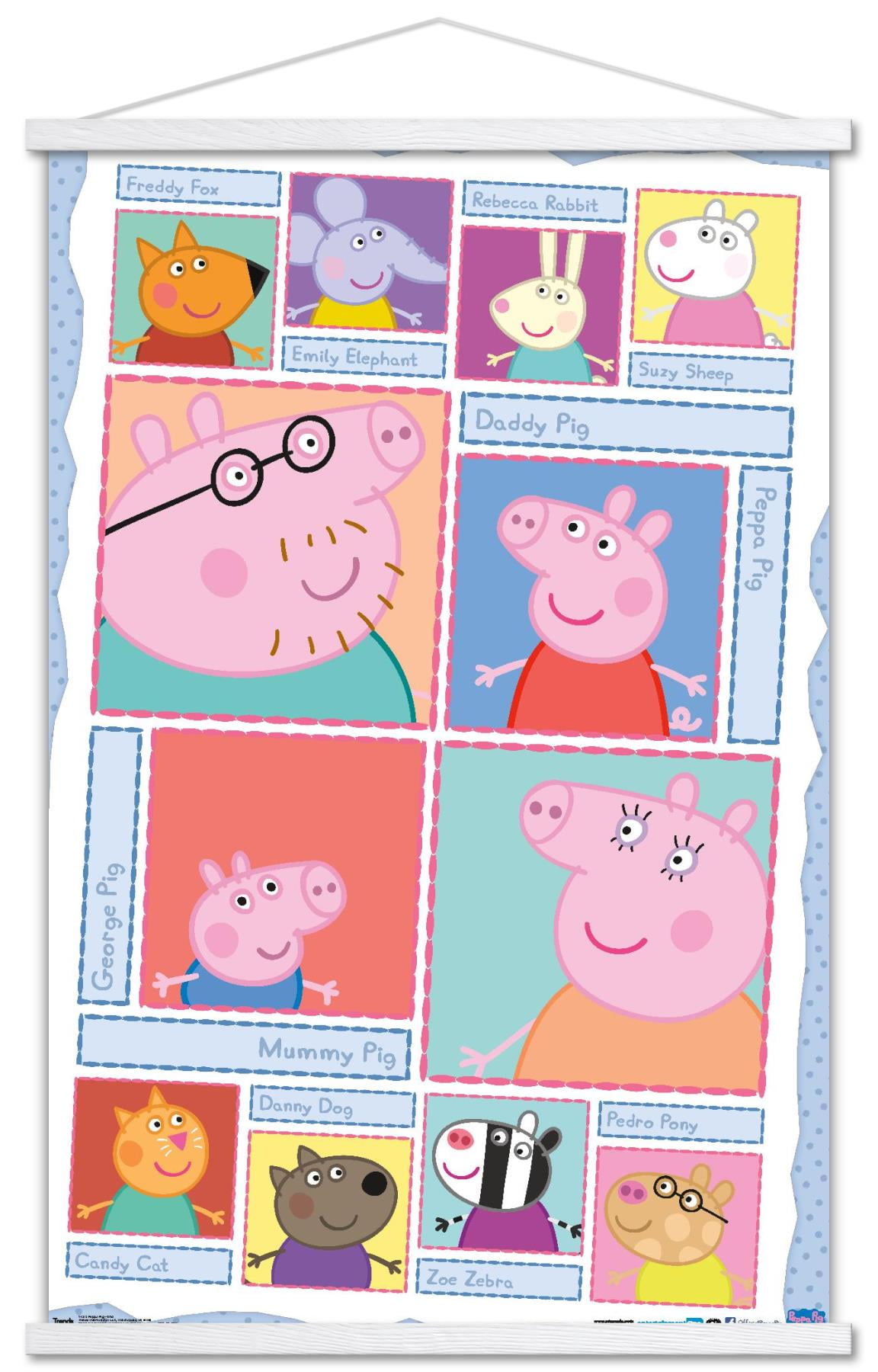 Peppa Pig - Grid Wall Poster with Wooden Magnetic Frame, 22.375" x 34 ...