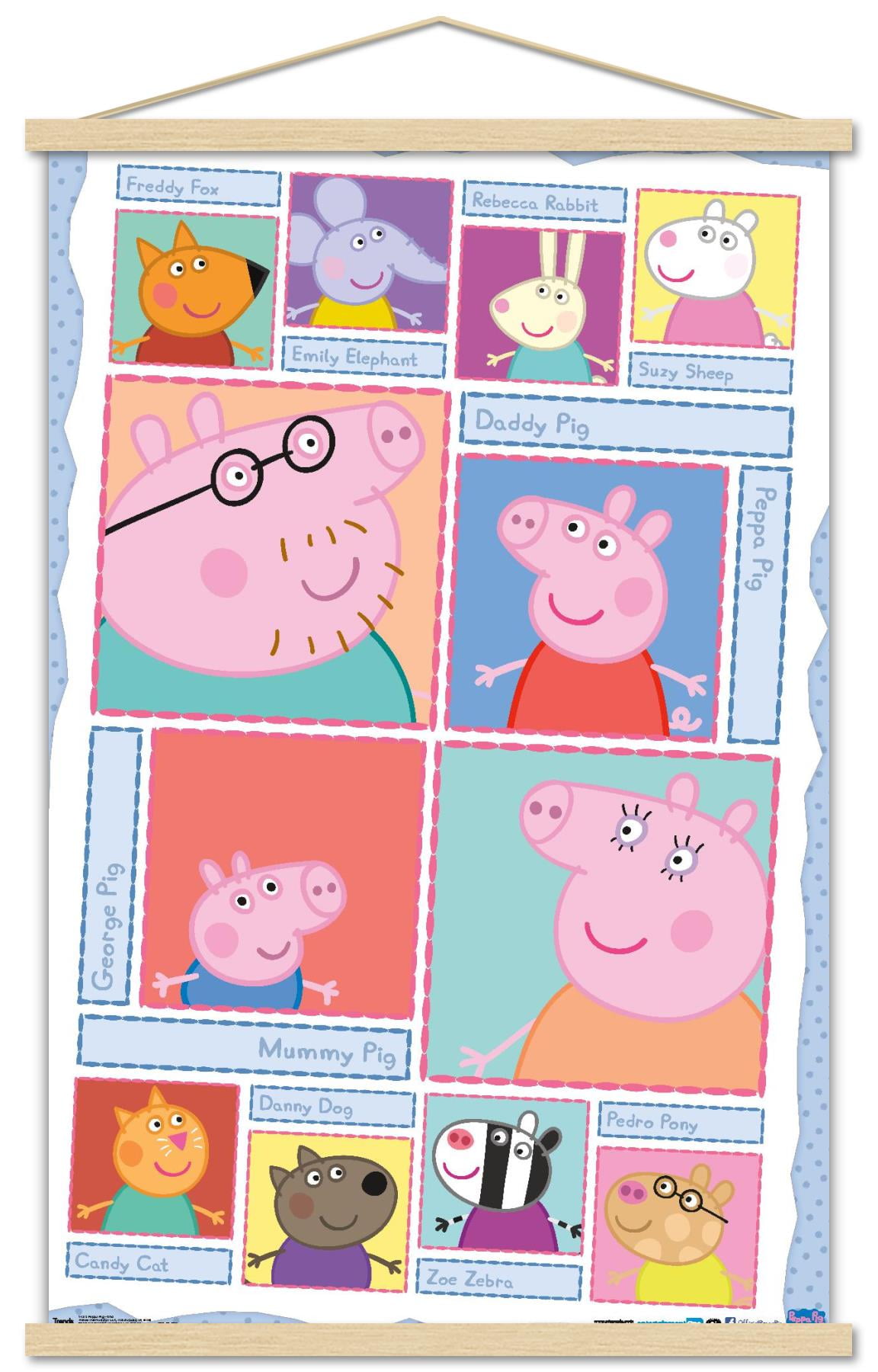 Peppa Pig - Grid Wall Poster with Wooden Magnetic Frame, 22.375" x 34 ...