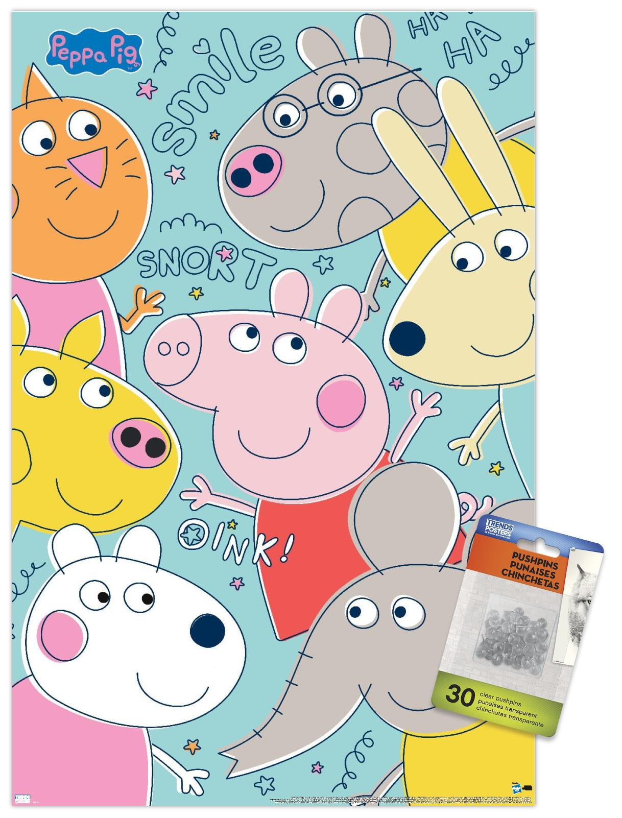 Peppa Pig - Group Wall Poster with Push Pins, 14.725" x 22.375 ...