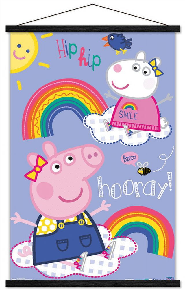 Peppa Pig - Hooray Wall Poster with Wooden Magnetic Frame, 22.375" x 34 ...