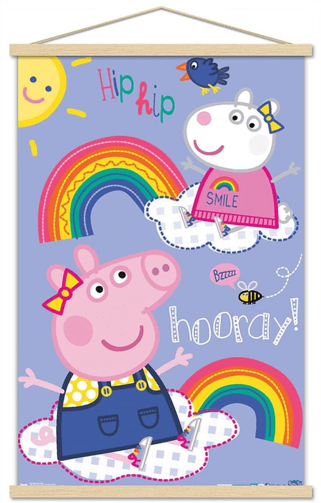 Peppa Pig - Hooray Wall Poster with Wooden Magnetic Frame, 22.375" x 34 ...