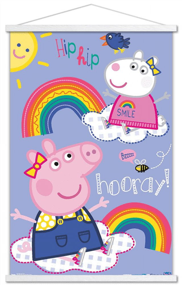 Peppa Pig - Hooray Wall Poster with Wooden Magnetic Frame, 22.375" x 34 ...