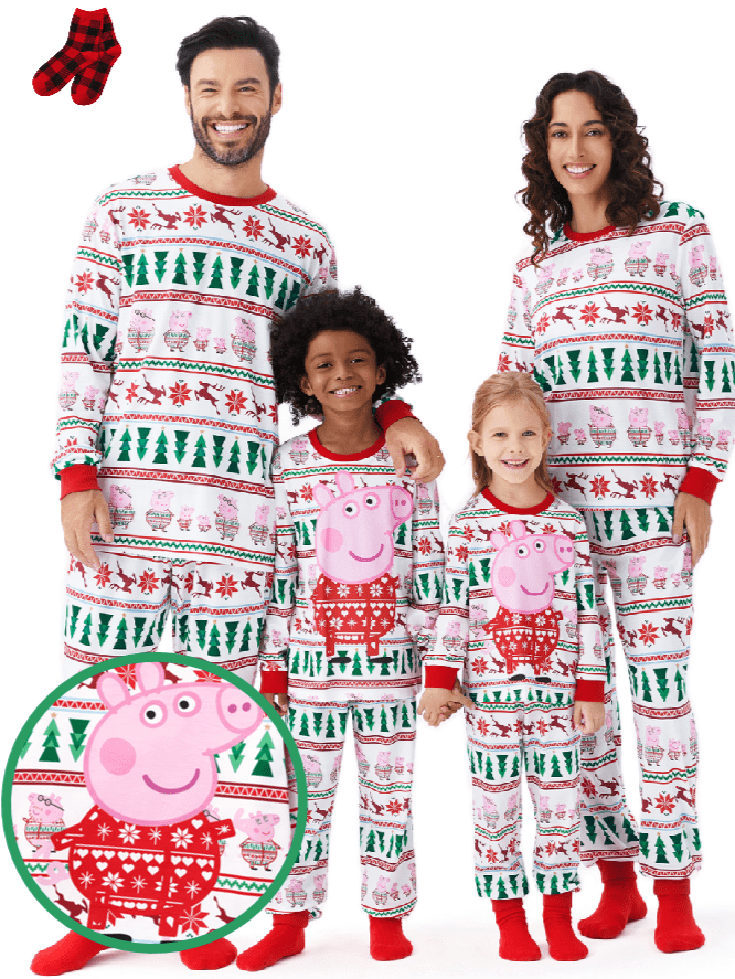 Peppa Pig Kids Boys Girls Christmas Pajamas Graphic Tops and Pants ...