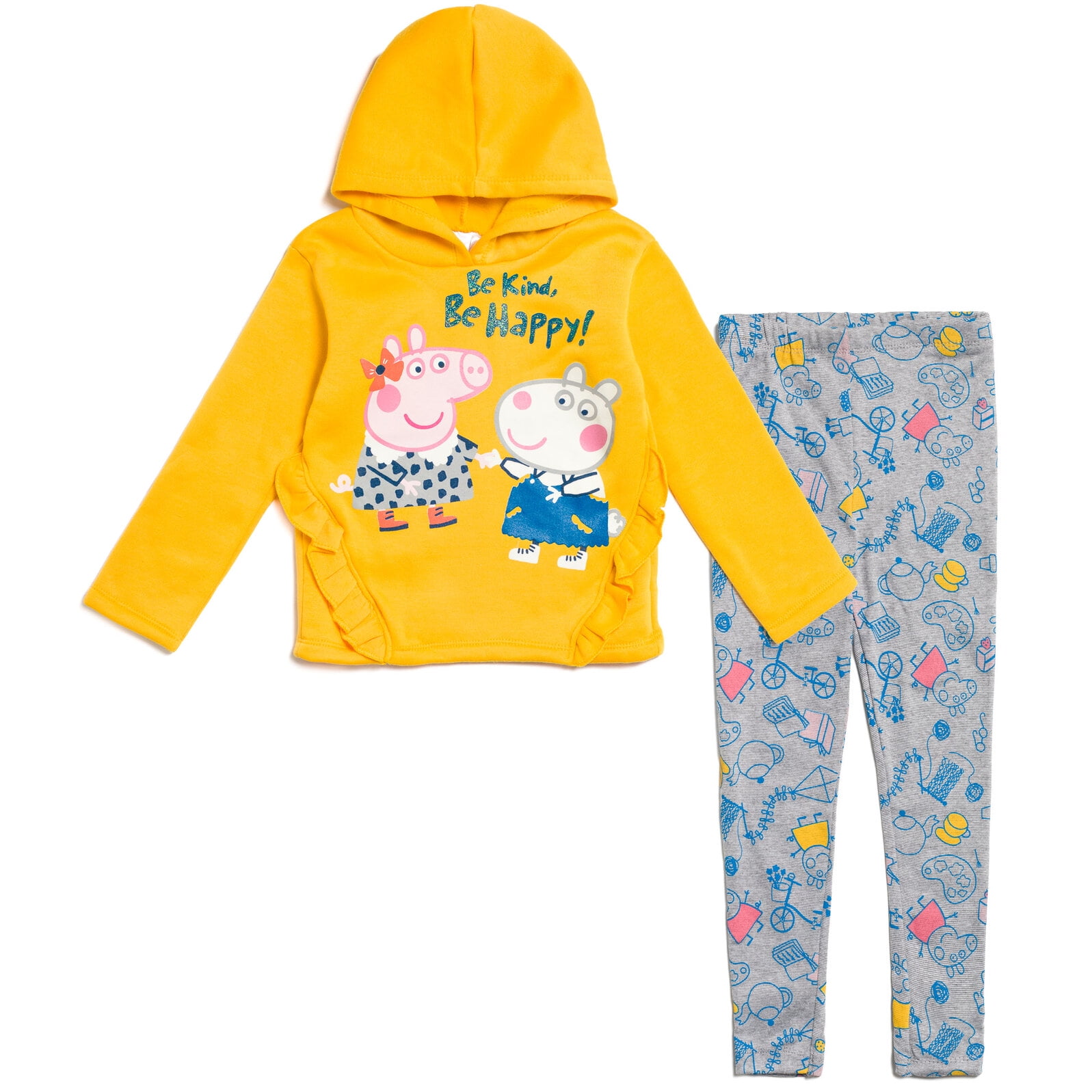 Peppa Pig Little Girls Pullover Fleece Hoodie and Leggings Outfit Set ...