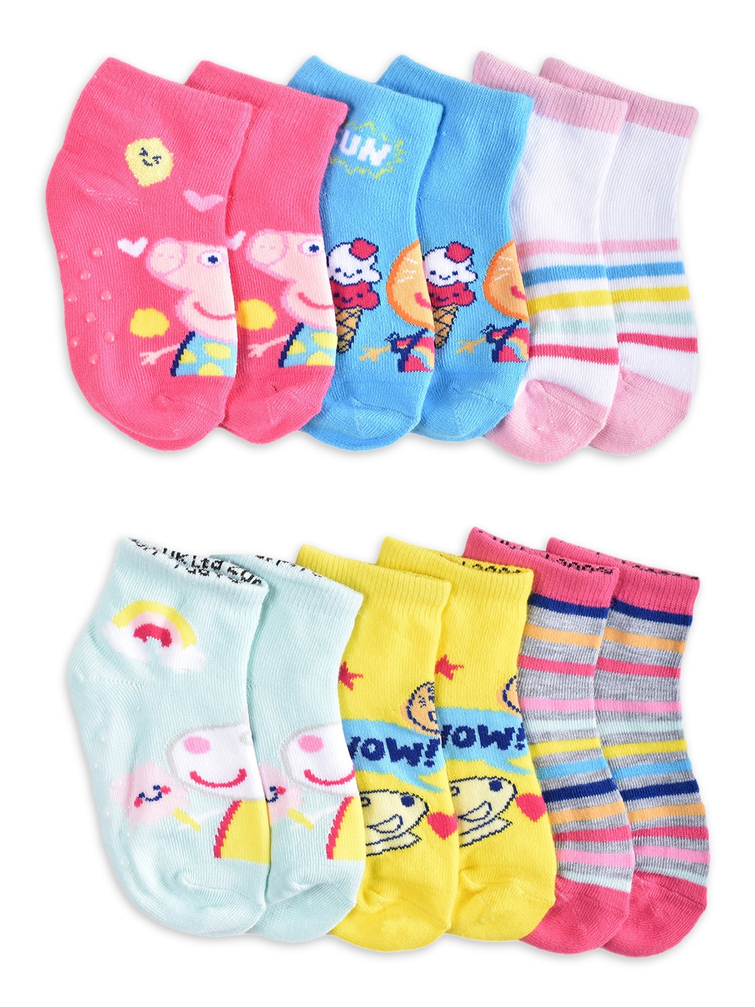 Peppa Pig No-Show Breathable Printed Socks (Toddler) 6 Pack - Walmart.com