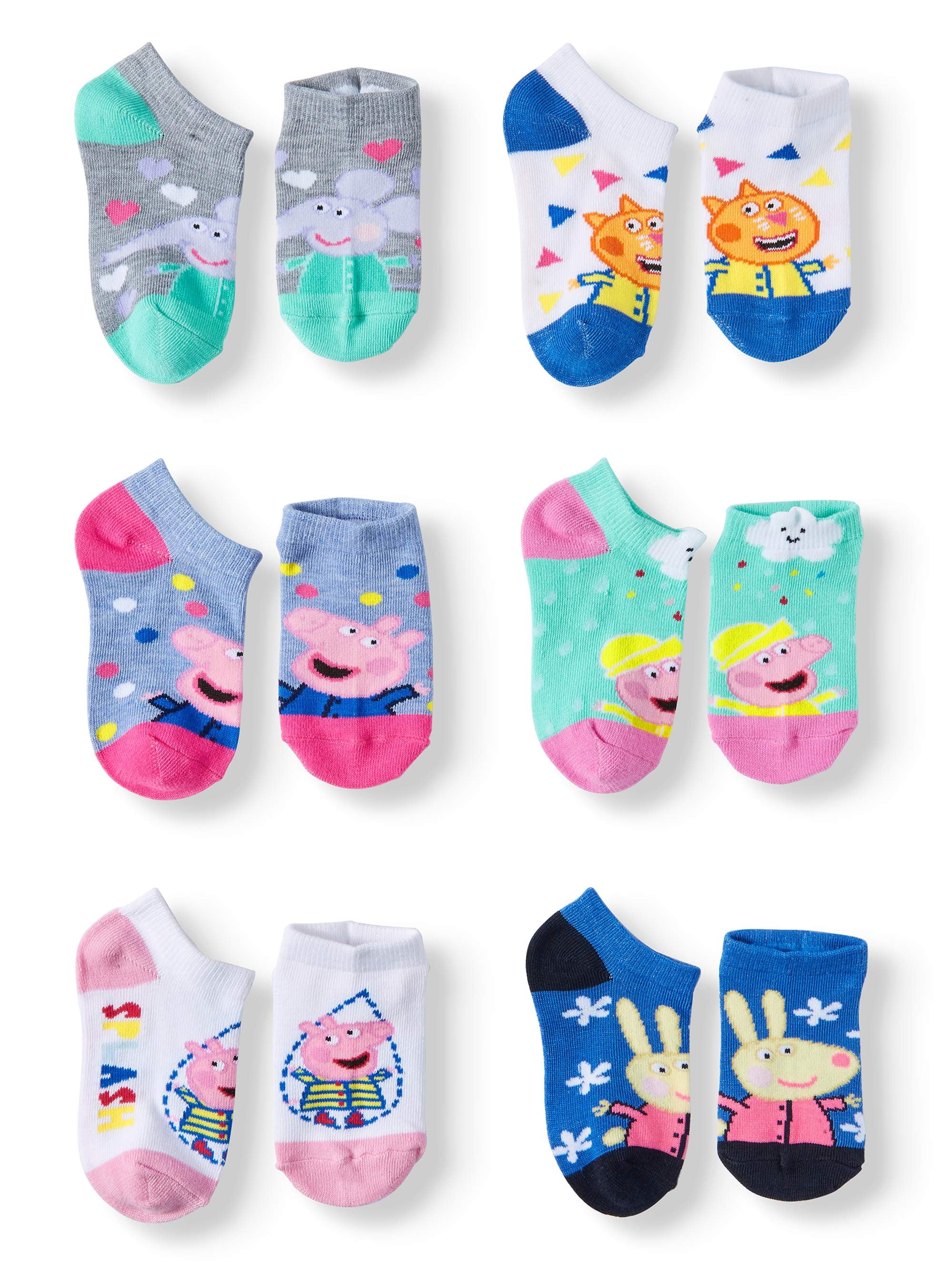 Peppa Pig No Show Socks, 6 Pack (Little Girls & Big Girls) - Walmart.com