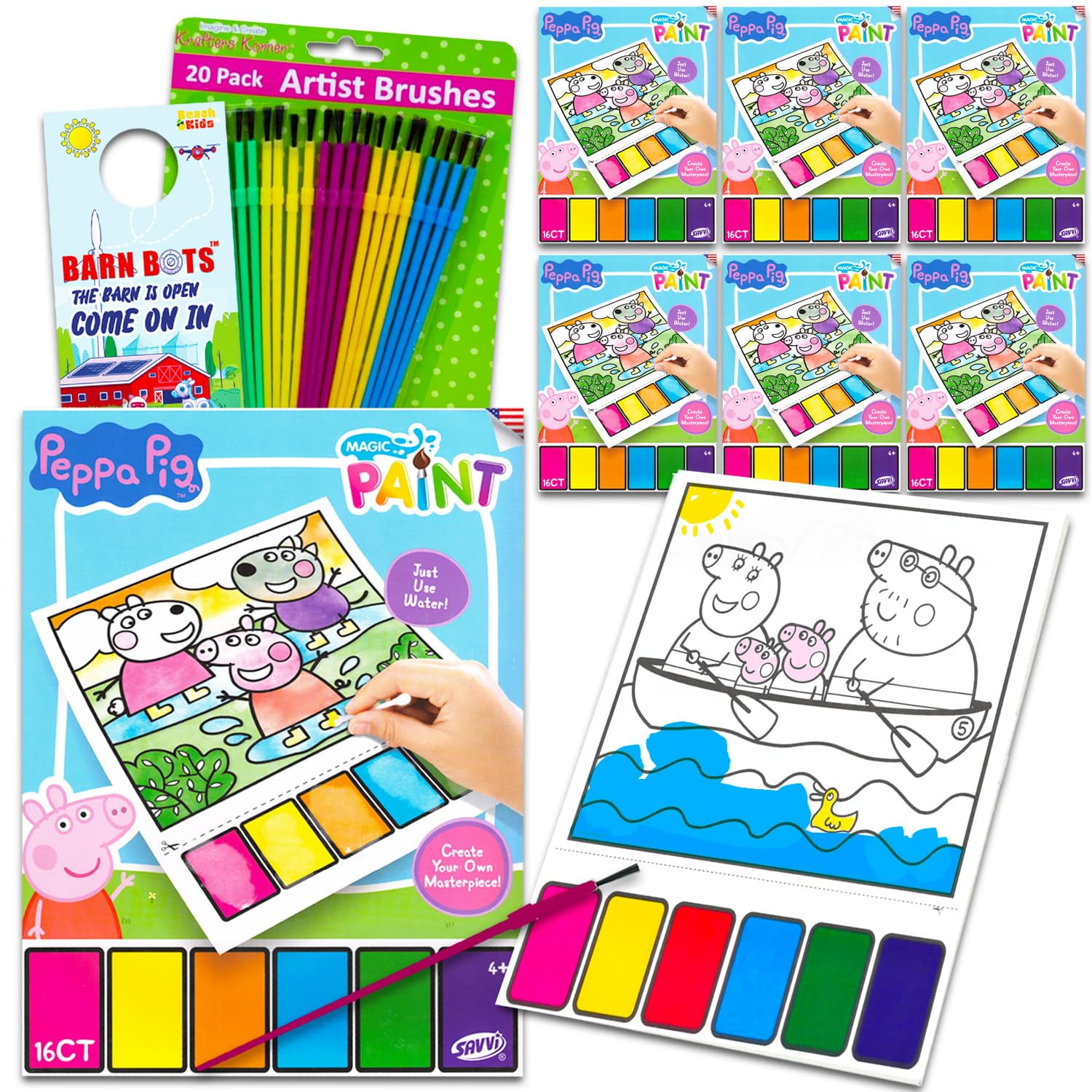 Peppa Pig PaintUMRT with Water Party Favors Set - Bundle with 6 Peppa ...
