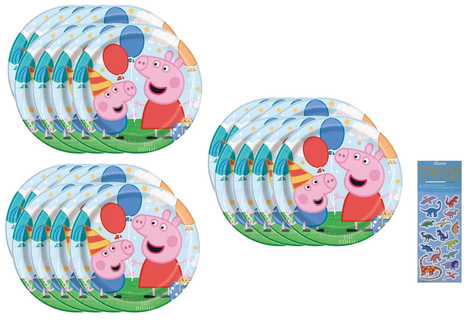 Peppa Pig Party Supplies Bundle Pack includes 24 Lunch Paper Plates and ...