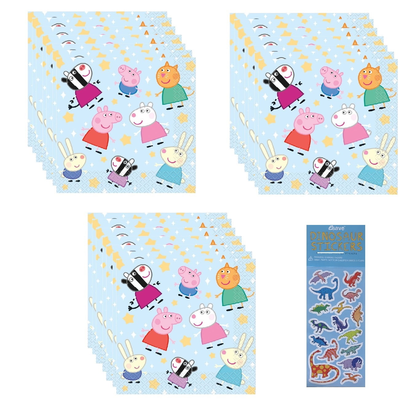 Peppa Pig Party Supplies Stickers 3x Sheets Peppa's Favourite Pets