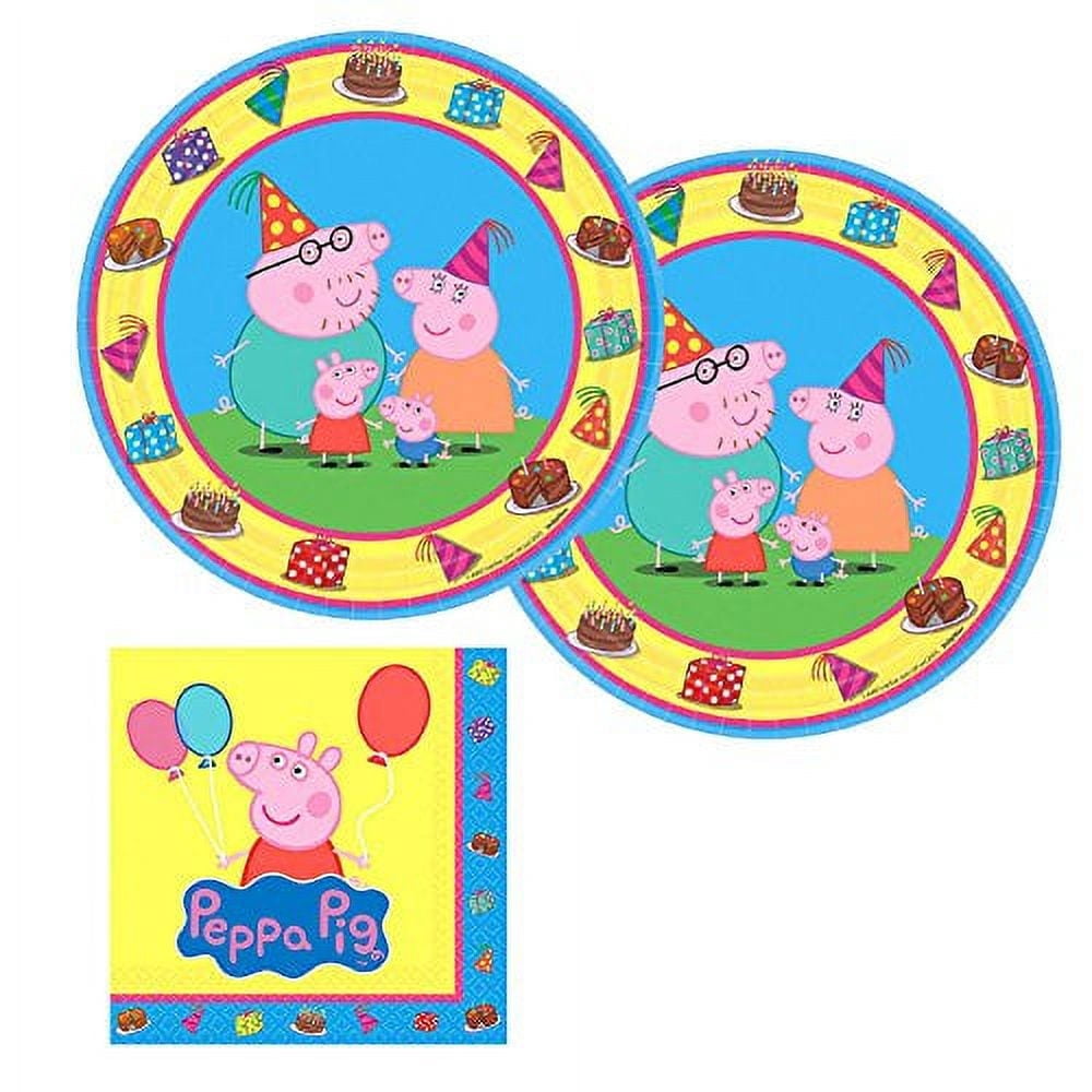 Peppa Pig Party Supplies Pack for 16 Guests Includes: 16 Dessert Plates ...