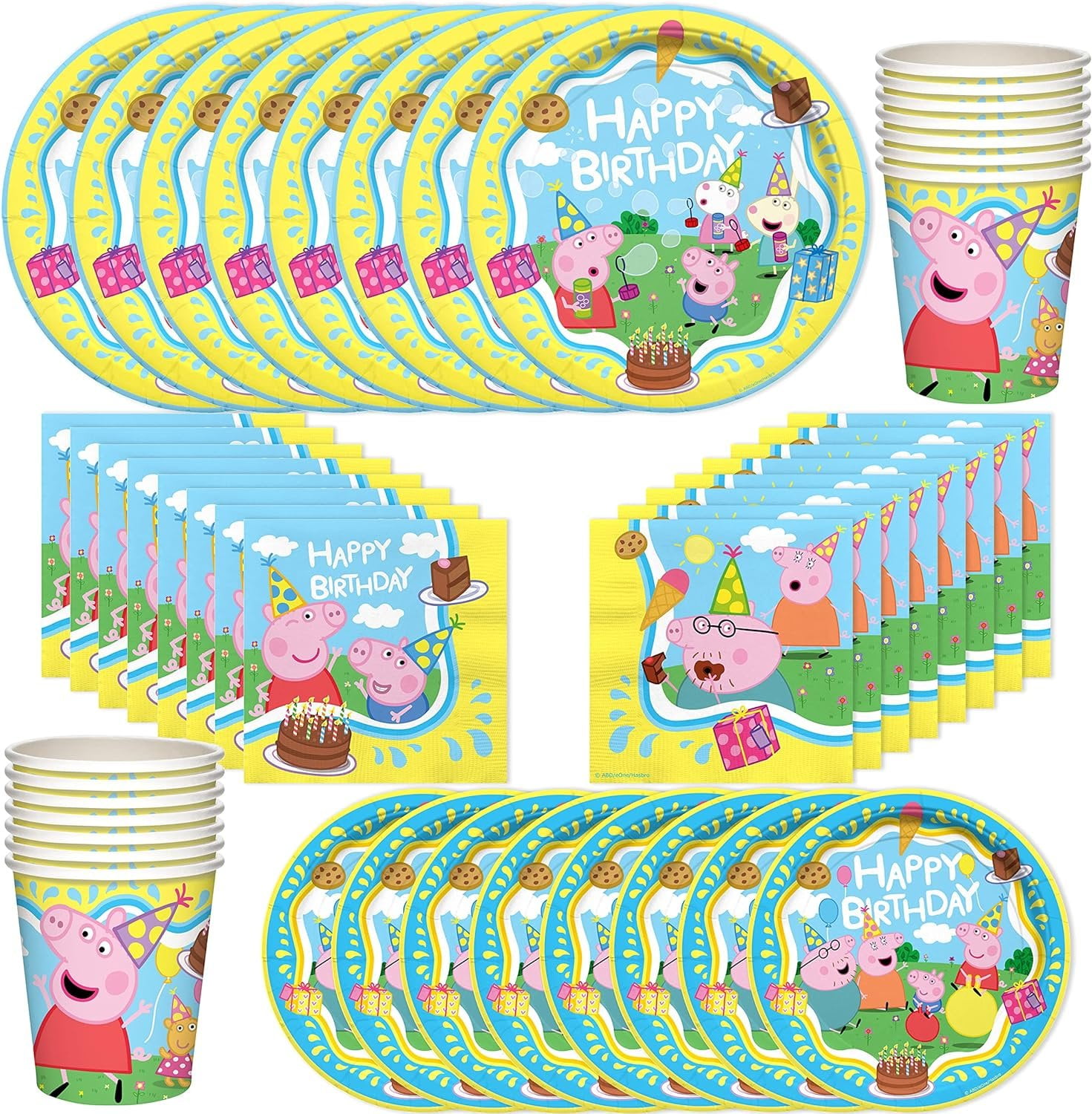 Peppa Pig Birthday Party Supplies: Tableware Set with Plates, Napkins ...